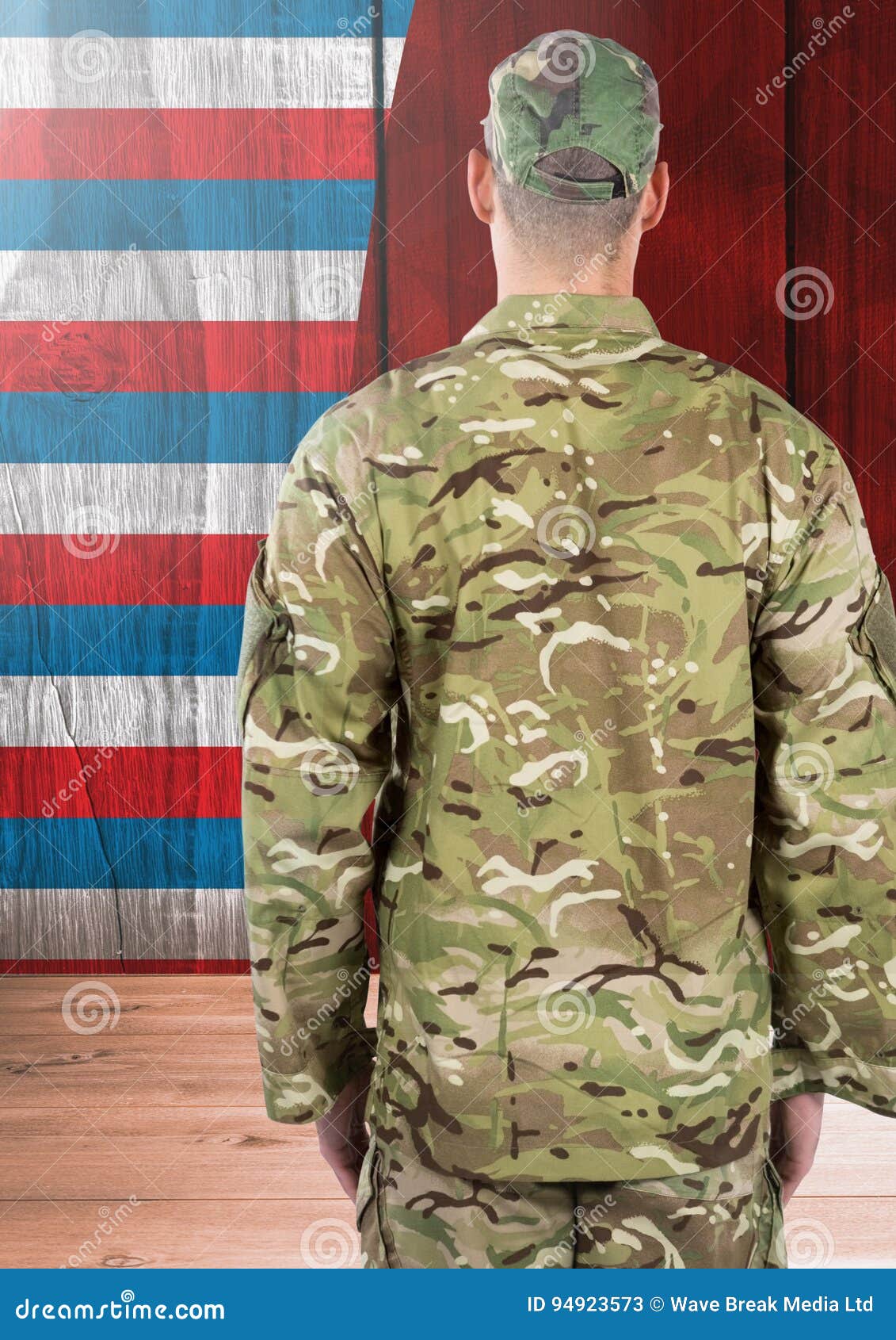 Soldier from Back Against American Flag Stock Image - Image of freedom ...