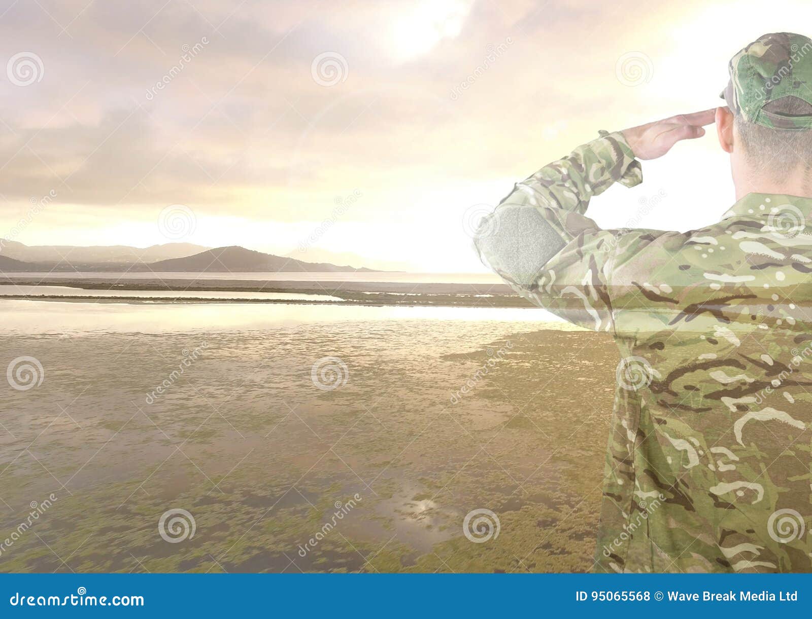 Soldier from Back Looking at the Sunset Stock Photo - Image of ...