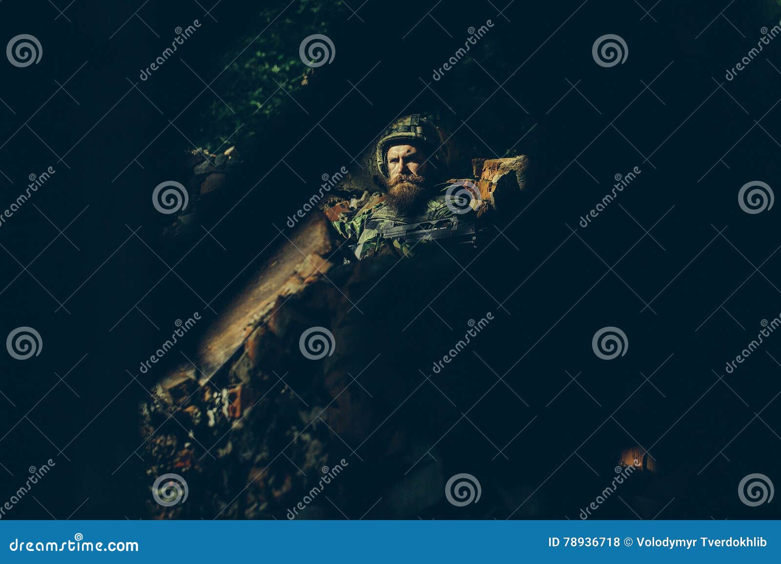 Soldier in the Barricade with the Gun Stock Photo - Image of military ...
