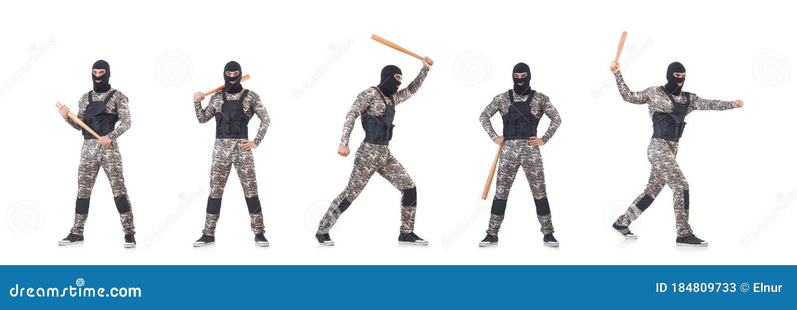 Soldier with Baseball Bat Isolated on White Stock Image - Image of ...