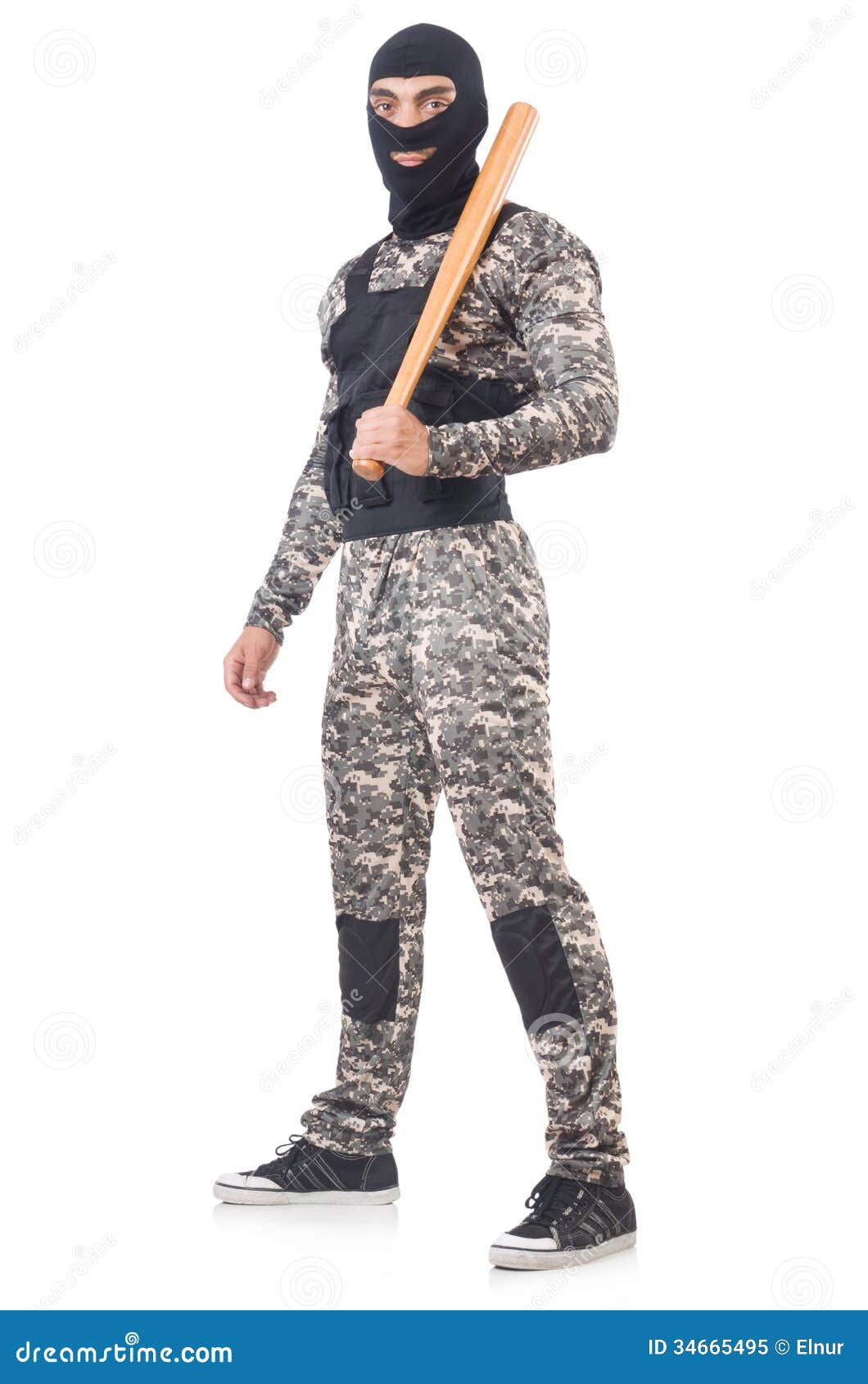 Soldier with baseball bat stock image. Image of martial - 34665495