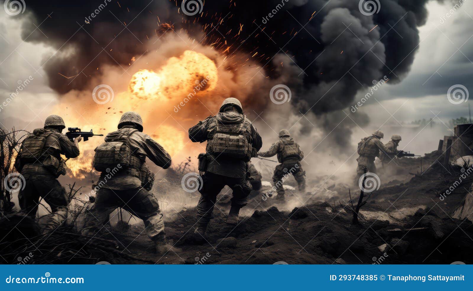 Soldier in Battle, Armed Forces in Combat, Warning Sign of Conflict ...