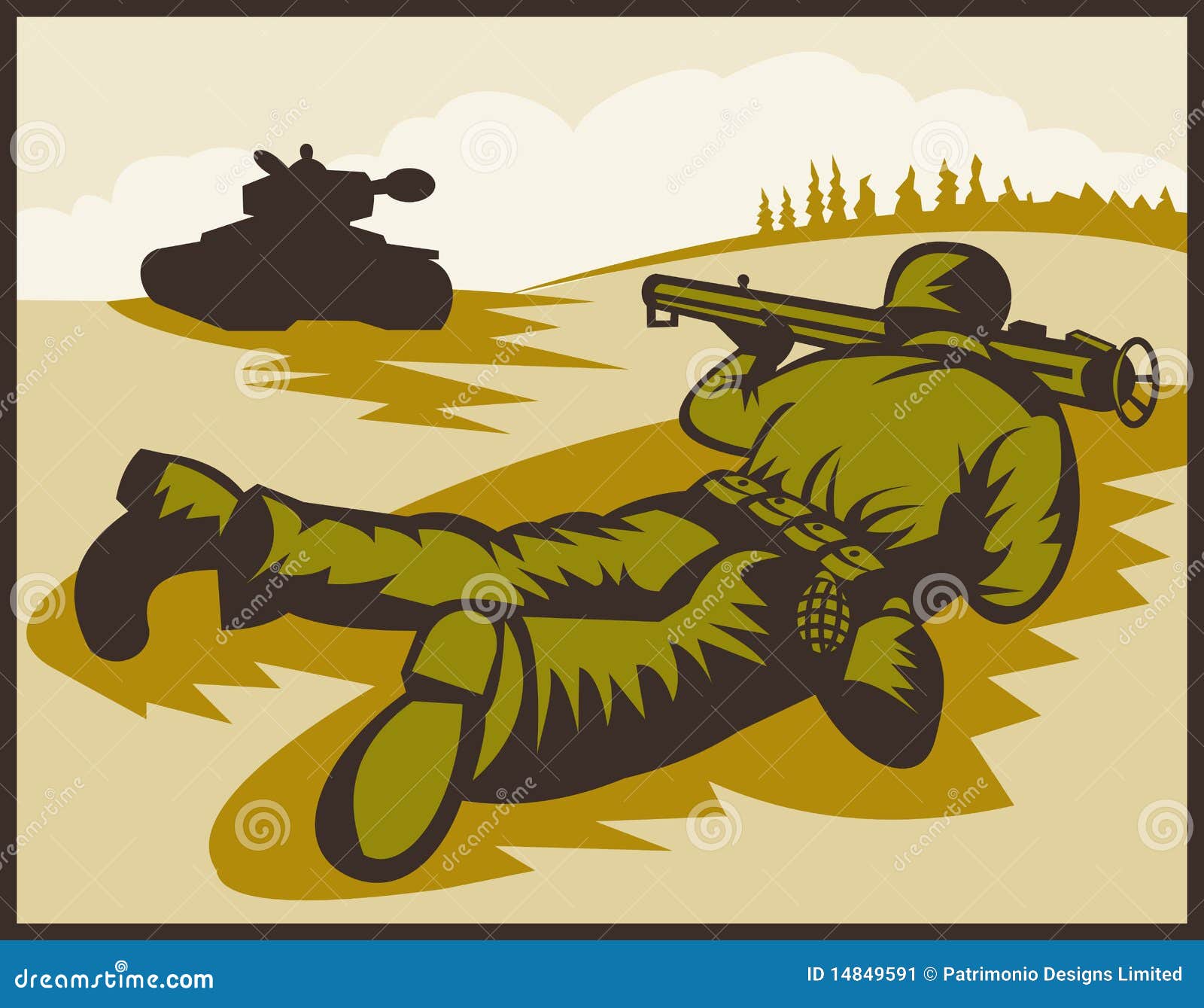 Soldier Bazooka Battle Tank Stock Illustration - Illustration of battle ...