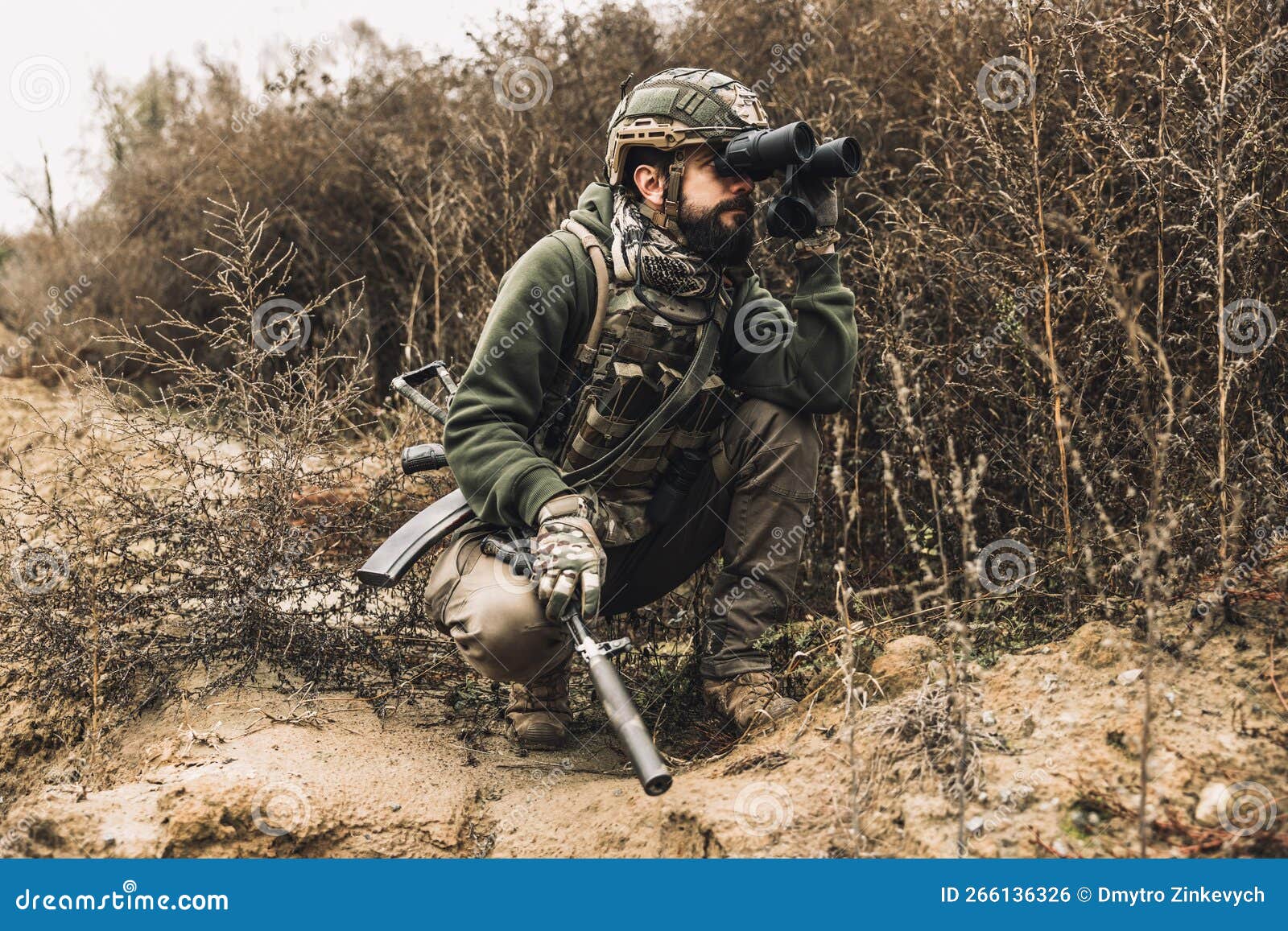 Soldier with Binocular Investigating the Place Stock Photo - Image of ...