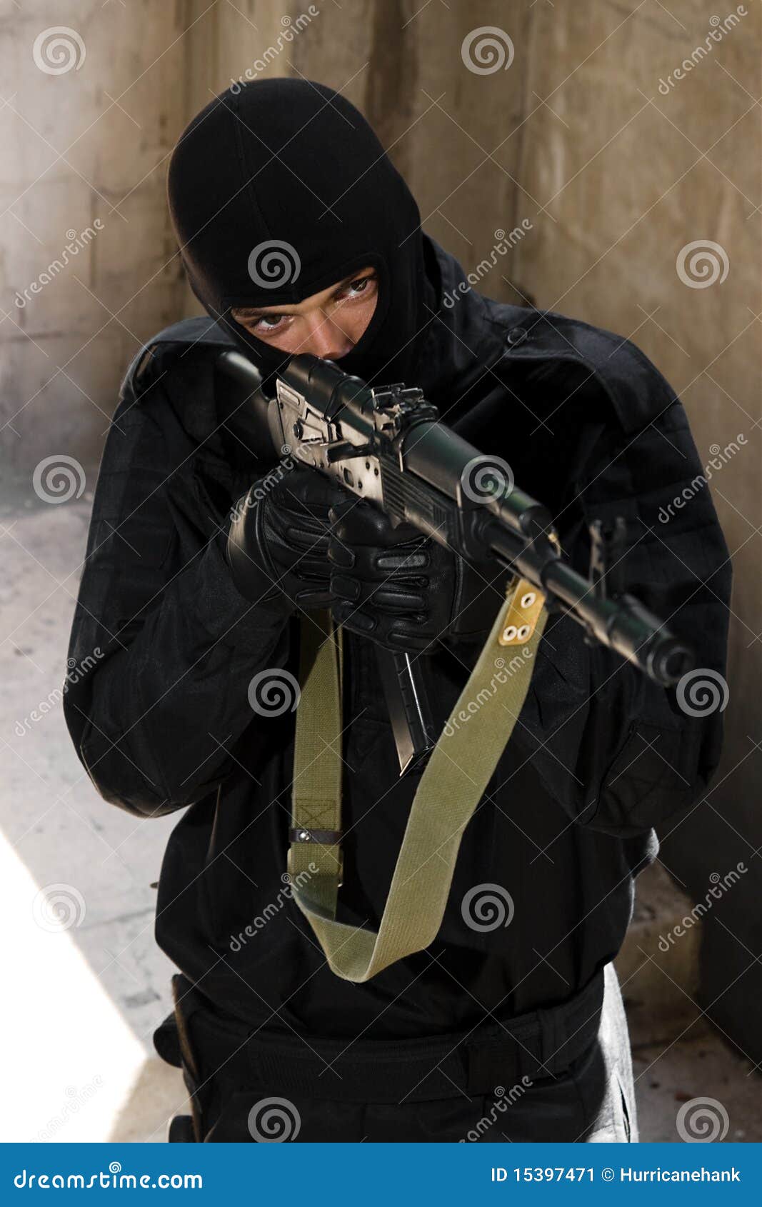 Soldier in Black Uniform with Rifle Stock Image - Image of caucasian ...