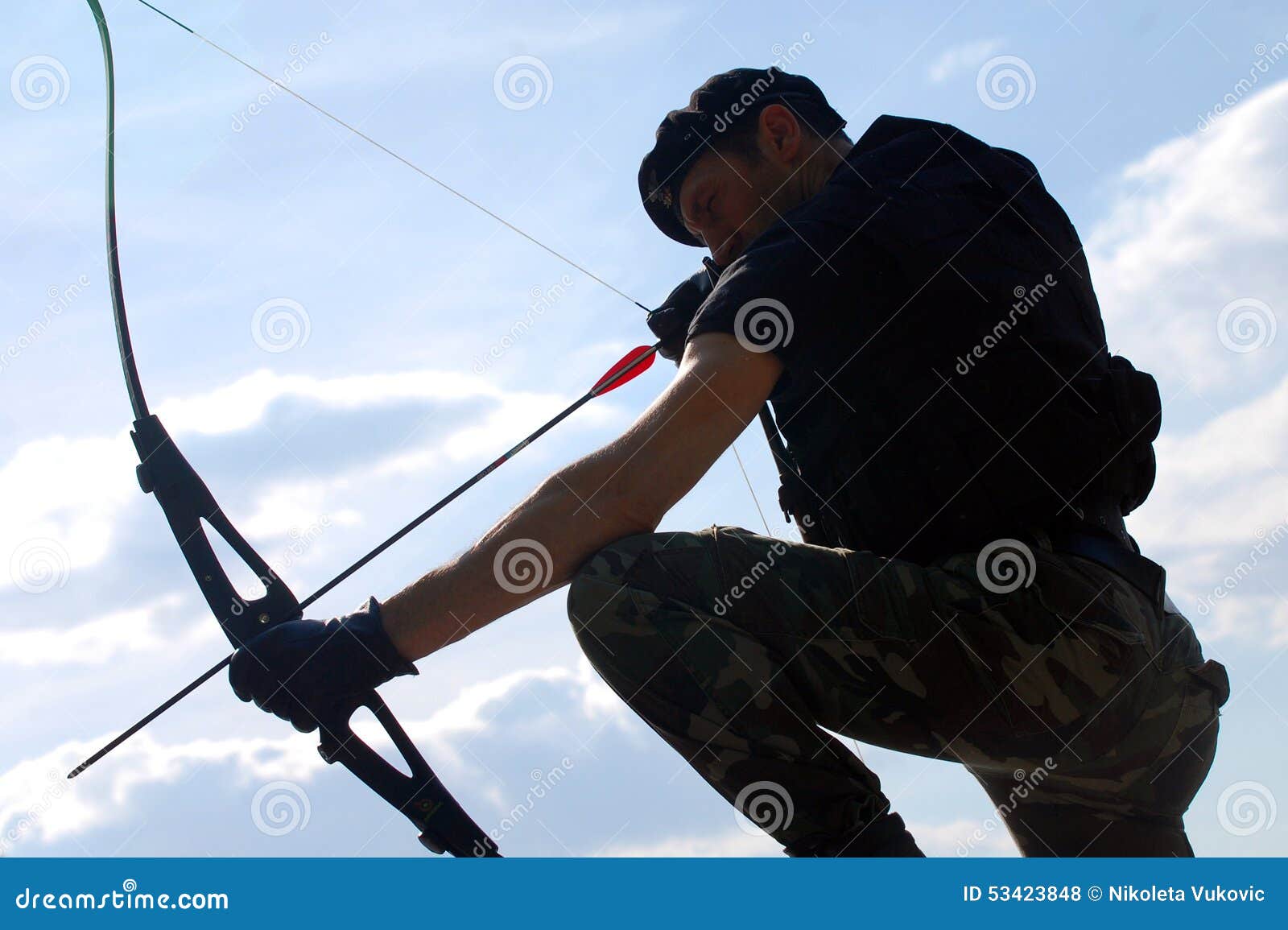 Soldier with bow and arrow stock photo. Image of soldier - 53423848