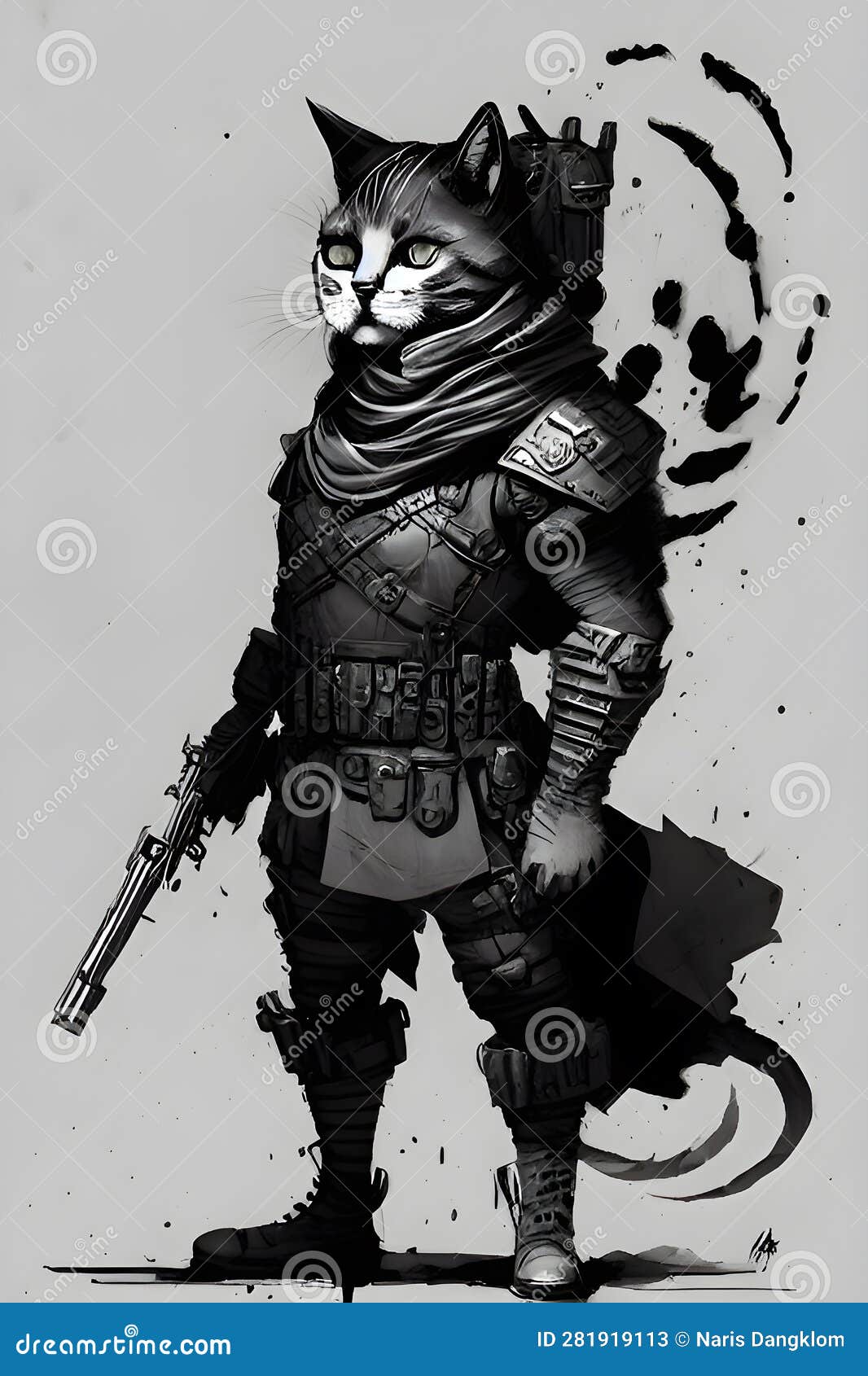Soldier Cat of future stock illustration. Illustration of drawing ...