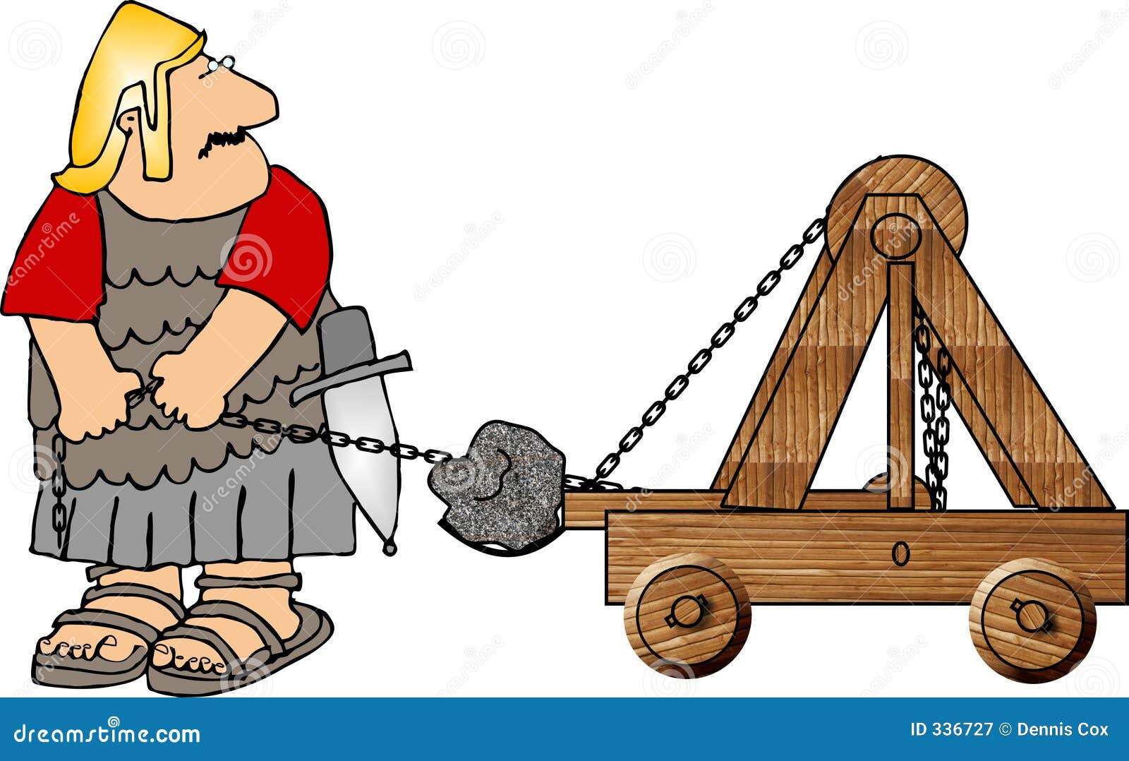 Soldier with a catapult stock illustration. Illustration of cartoon ...