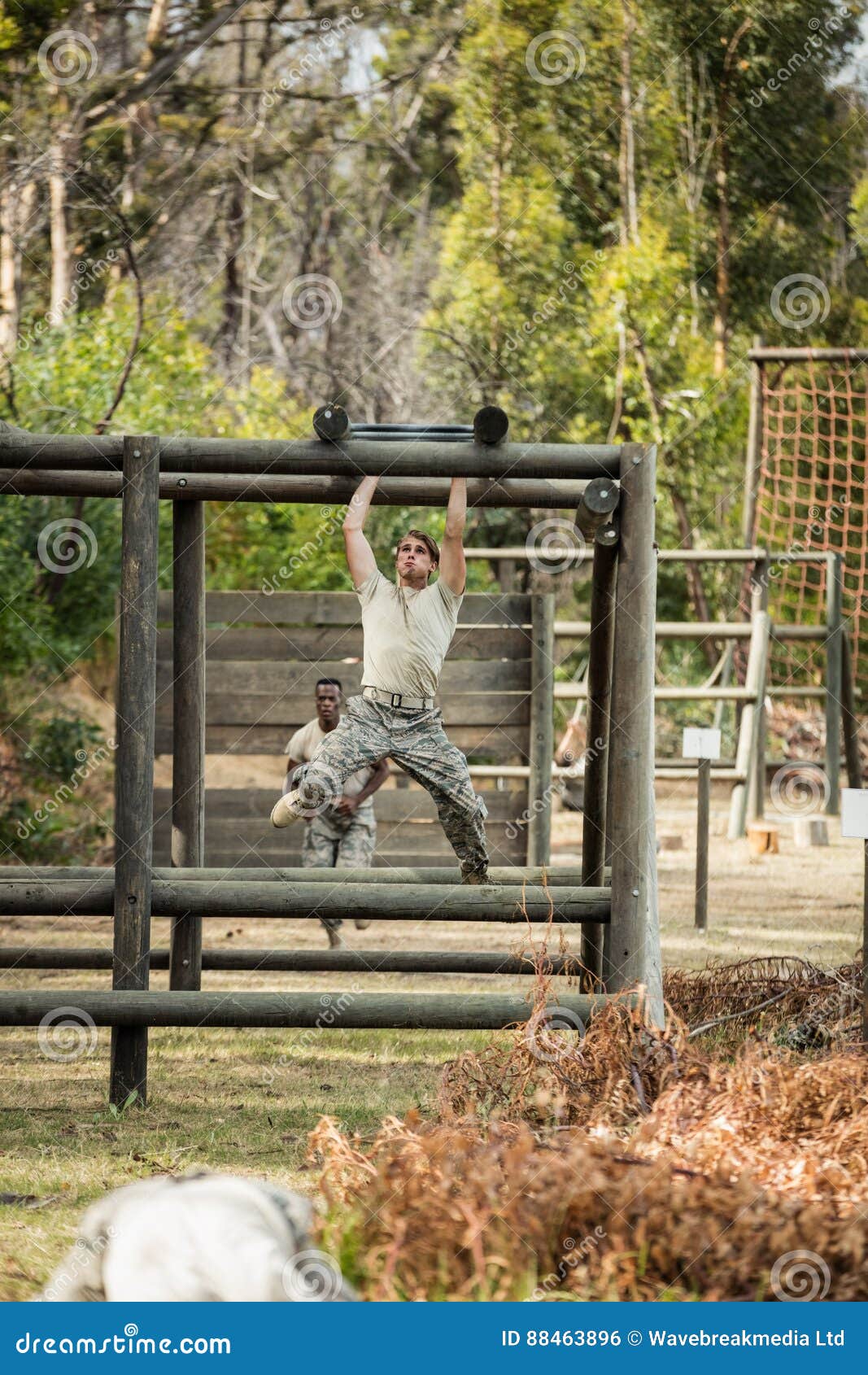 Soldier Climbing Monkey Bars Stock Photo - Image of energy, caucasian ...