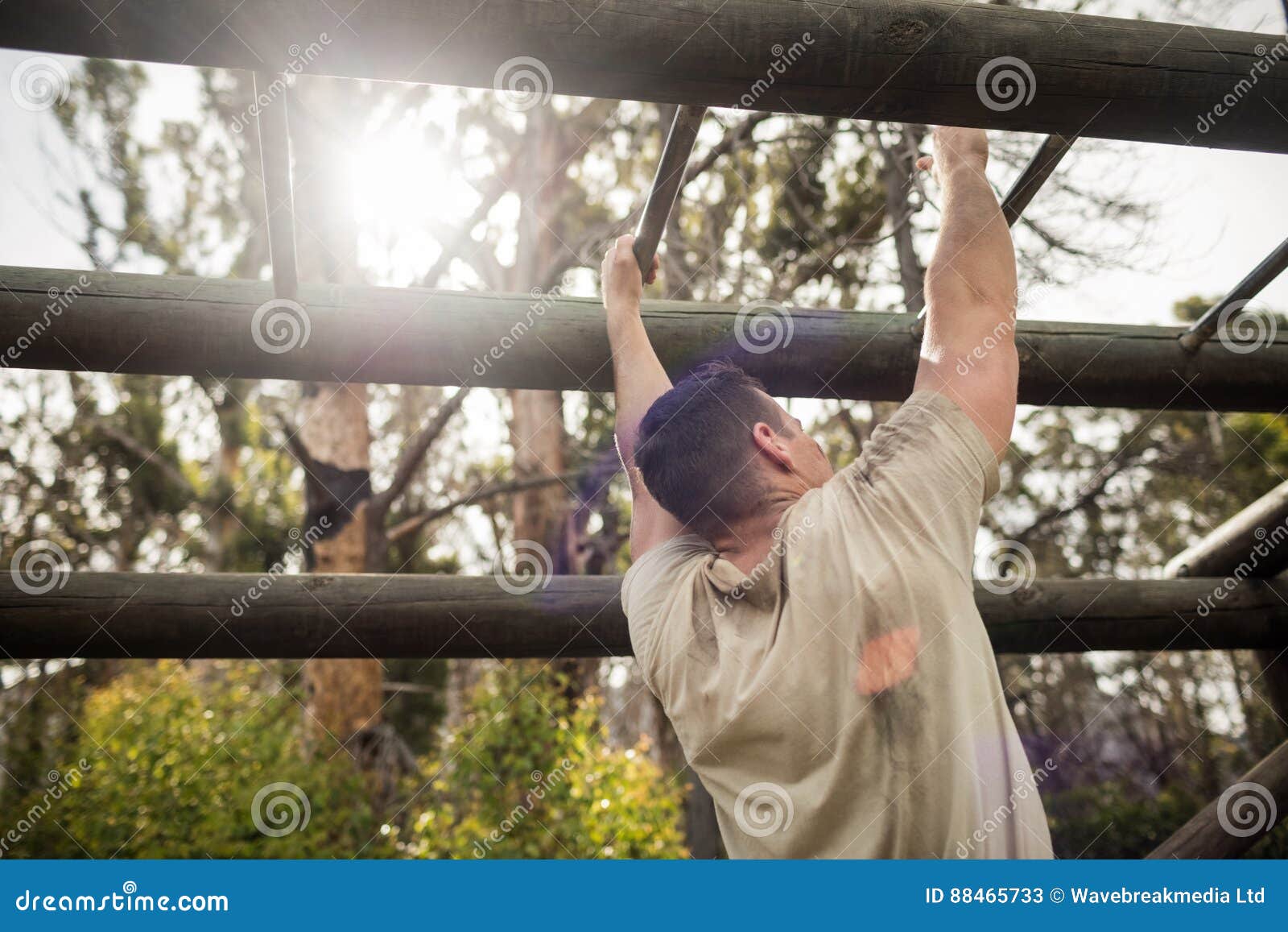 Soldier Climbing Monkey Bars Stock Image - Image of camp, confidence ...