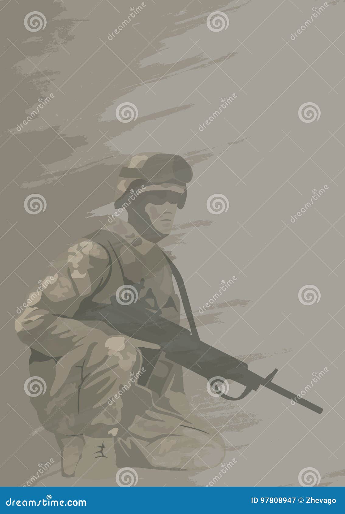 Soldier in Combat Position, Stock Vector - Illustration of defense ...