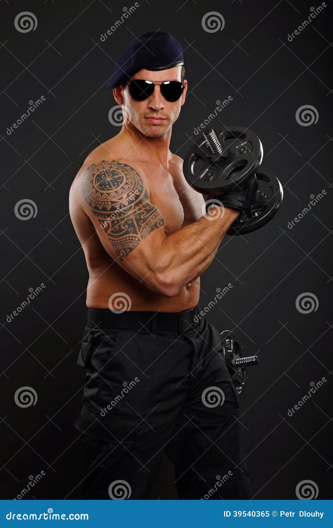 Soldier Exercises with Dumbbells Stock Image - Image of muscles, action ...