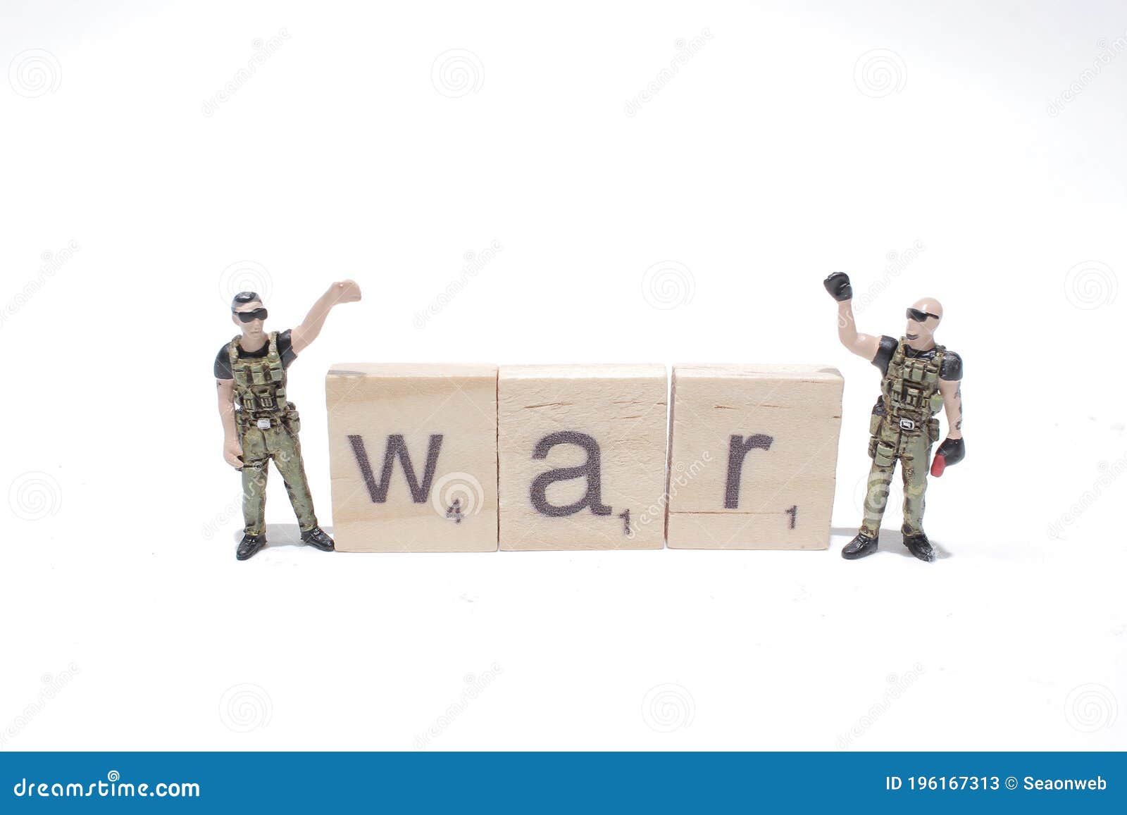 A Soldier Figure Stand with the War Cube Stock Image - Image of wood ...