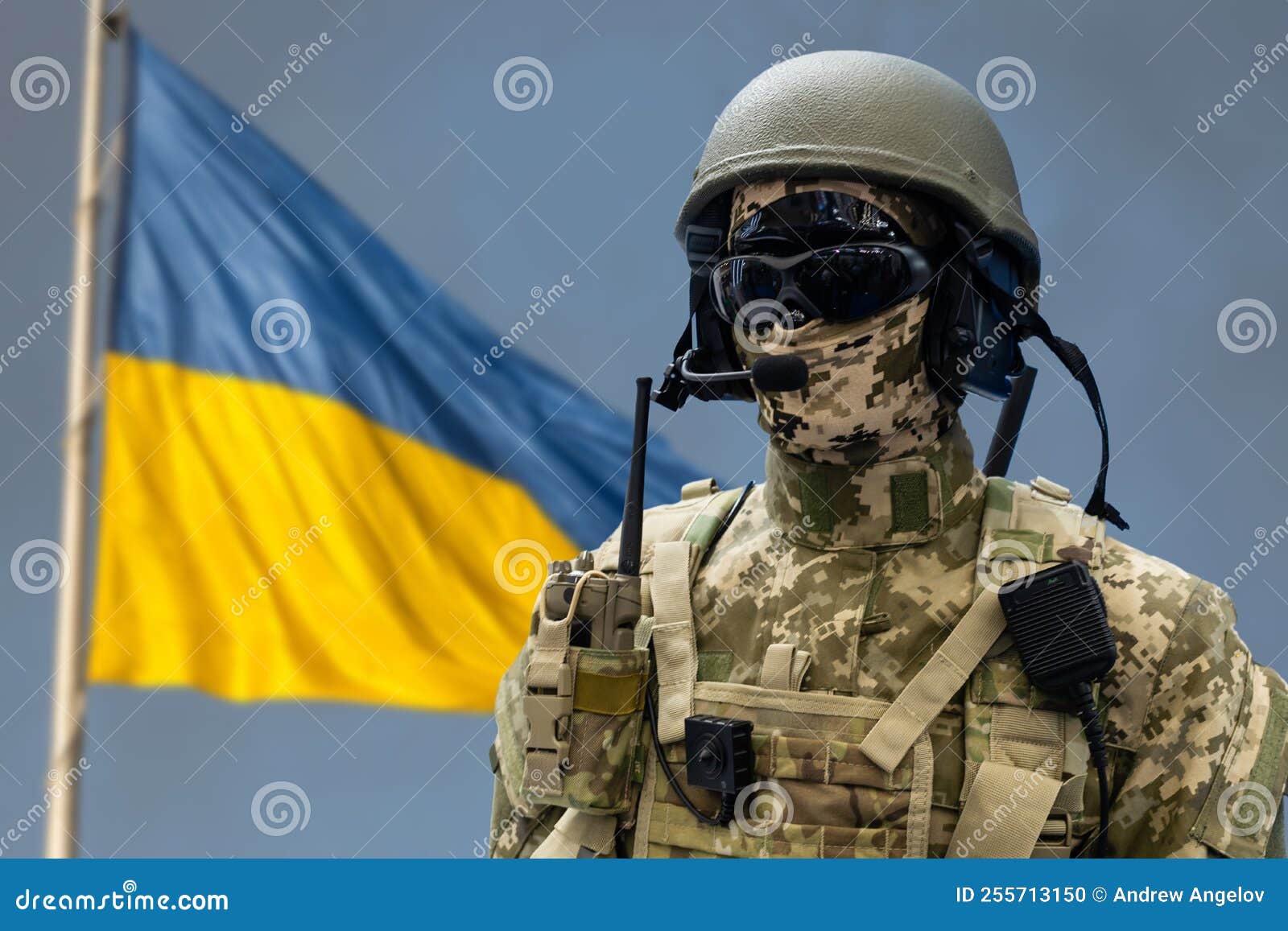 Soldier with Flag of Ukraine. Ukrainian Soldier Stock Photo - Image of ...