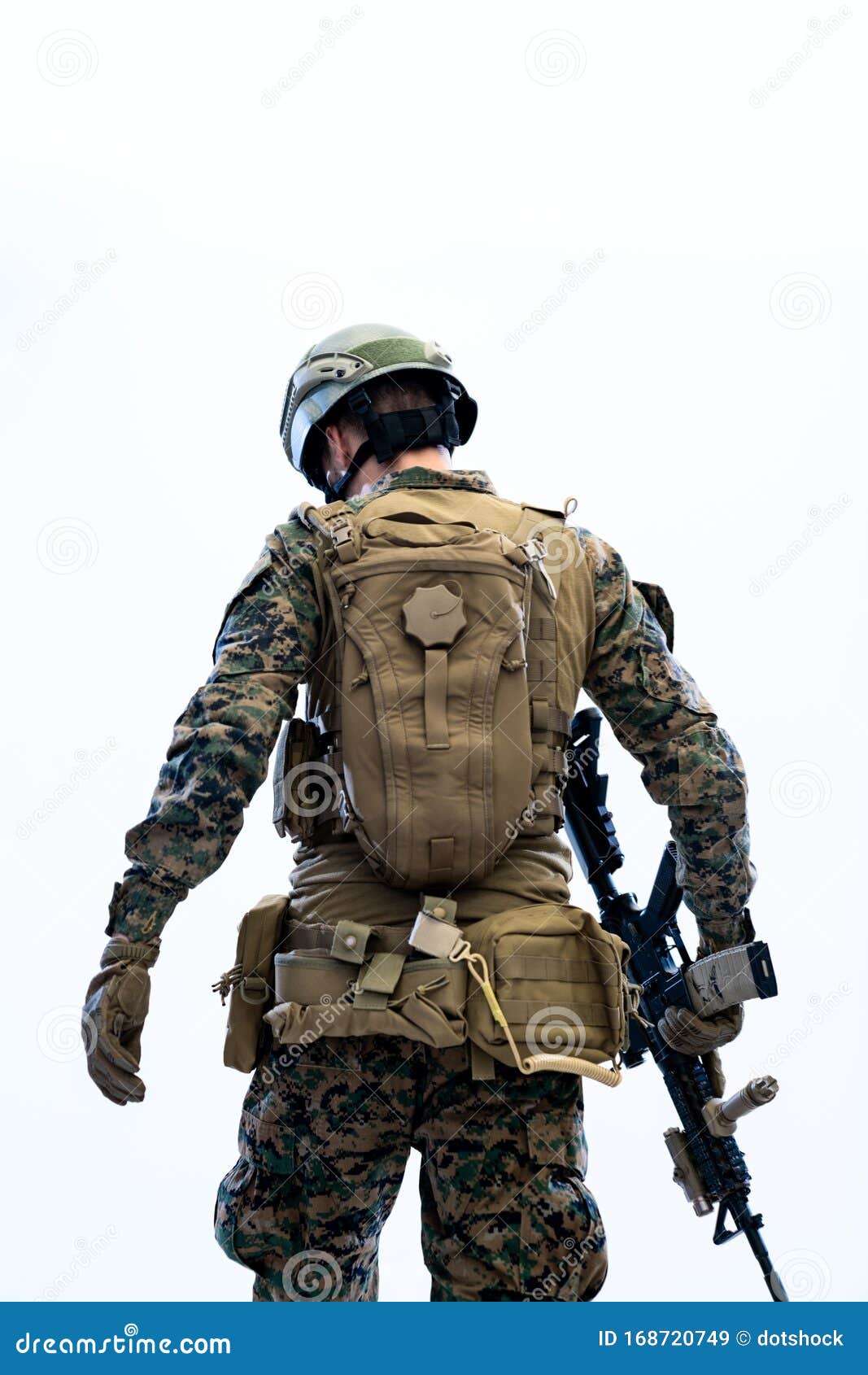 Soldier Going in Battle Rear View Stock Image - Image of assault ...