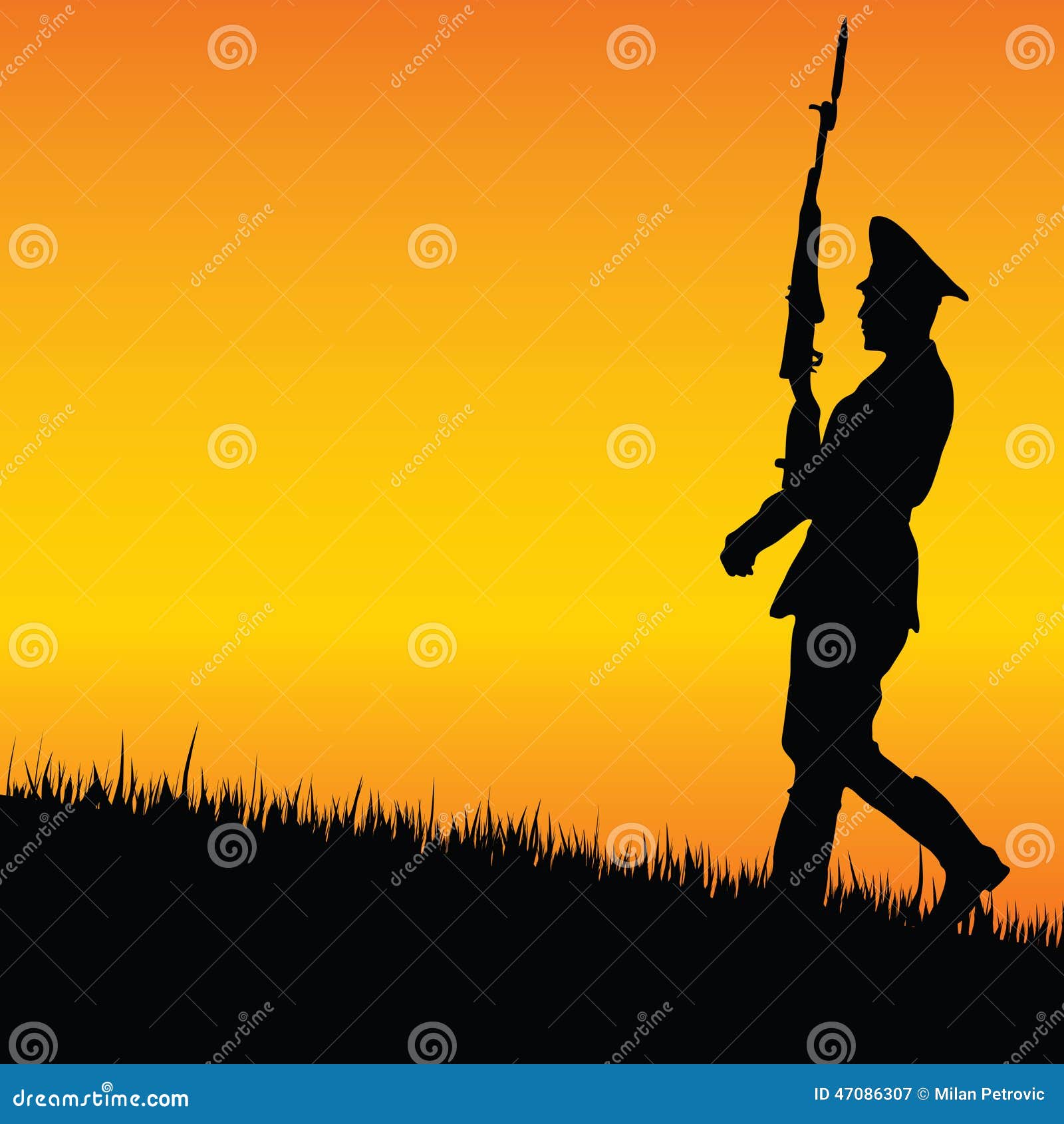 Soldier on Guard in Nature Vector Stock Vector - Illustration of ...