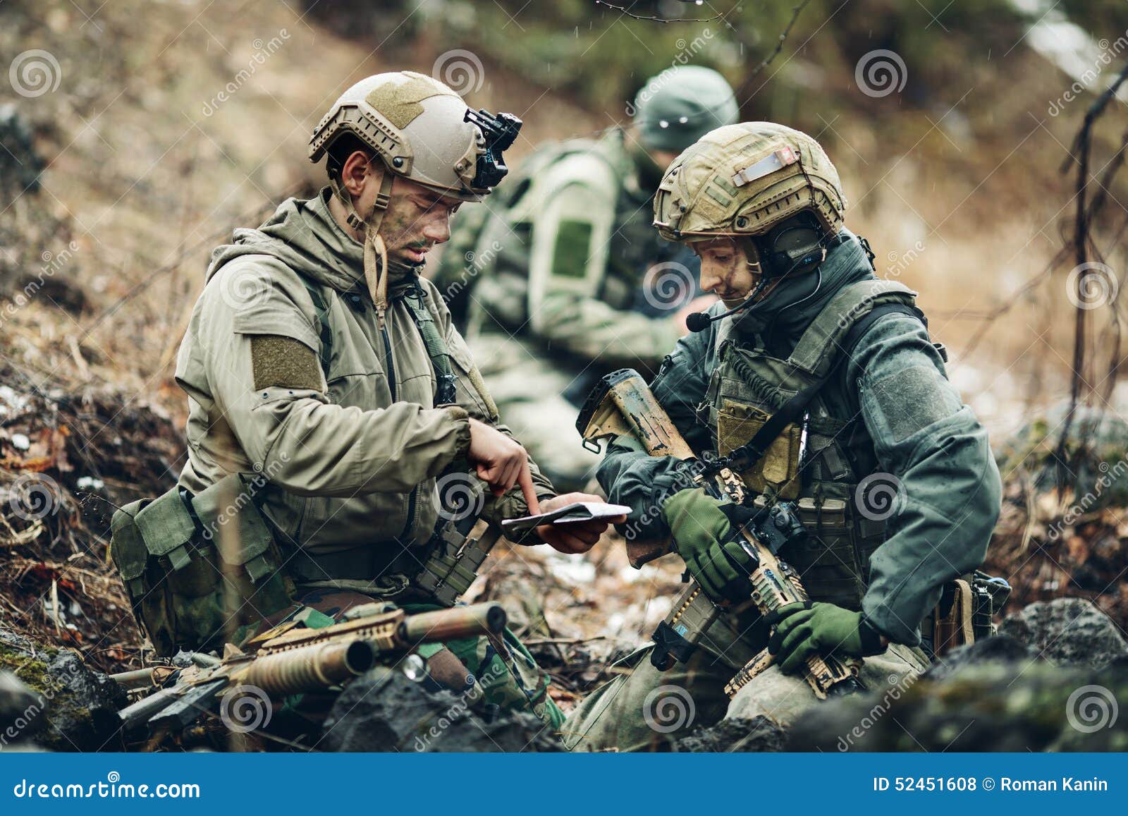 Soldier Guards His Position in Winter Forest Stock Photo - Image of ...