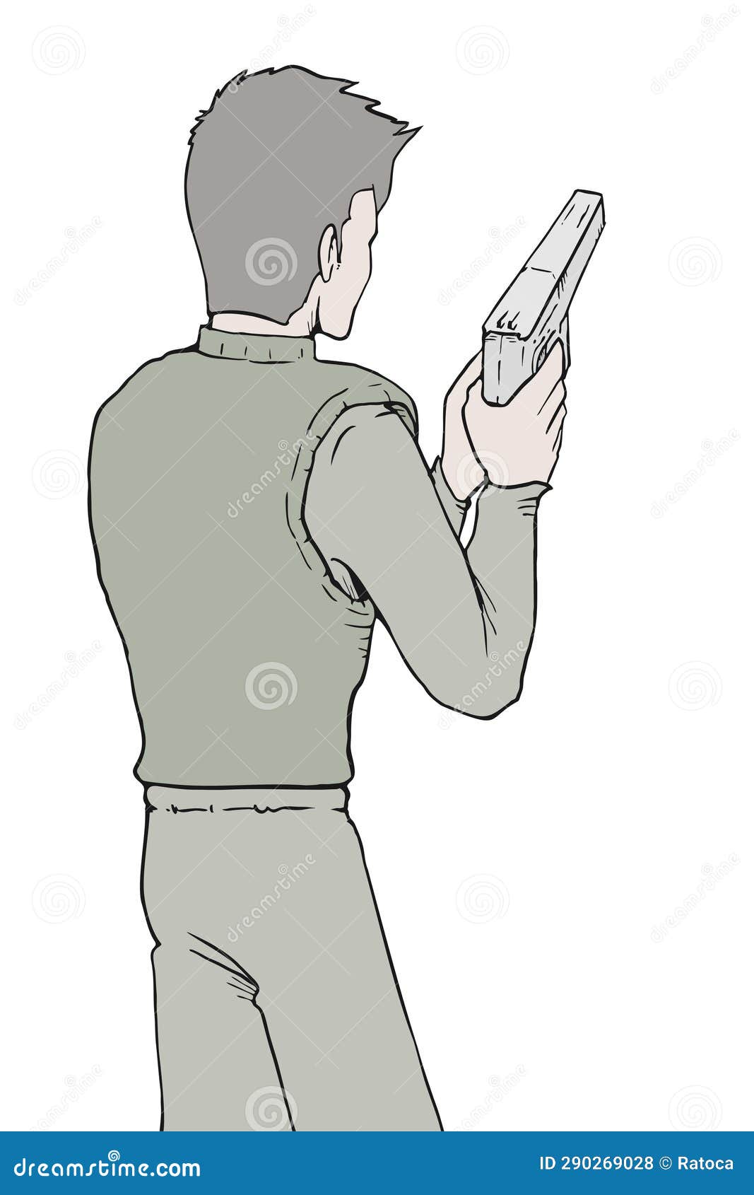 Soldier with gun draw stock vector. Illustration of crime - 290269028