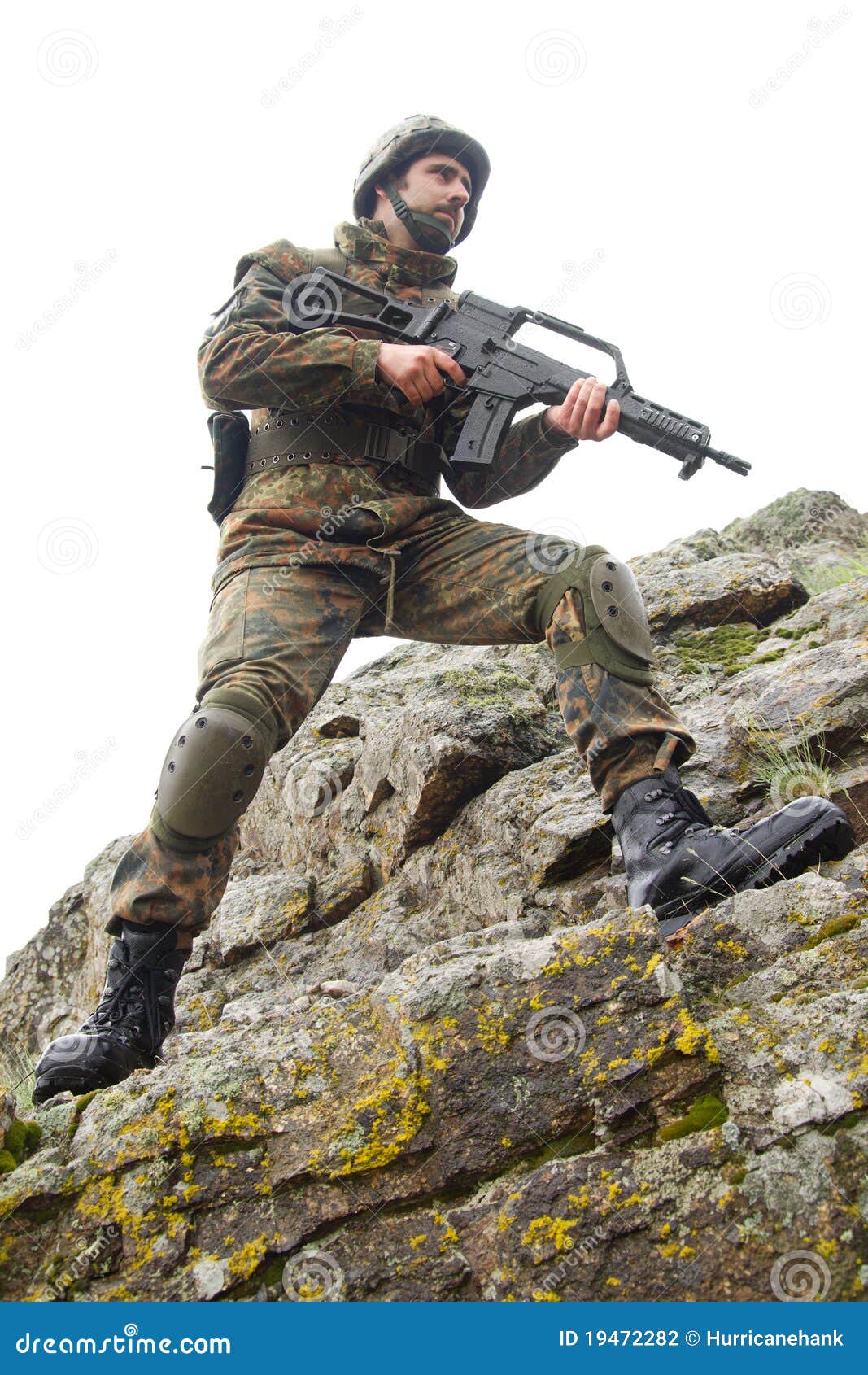 Soldier with a gun moving stock photo. Image of european - 19472282