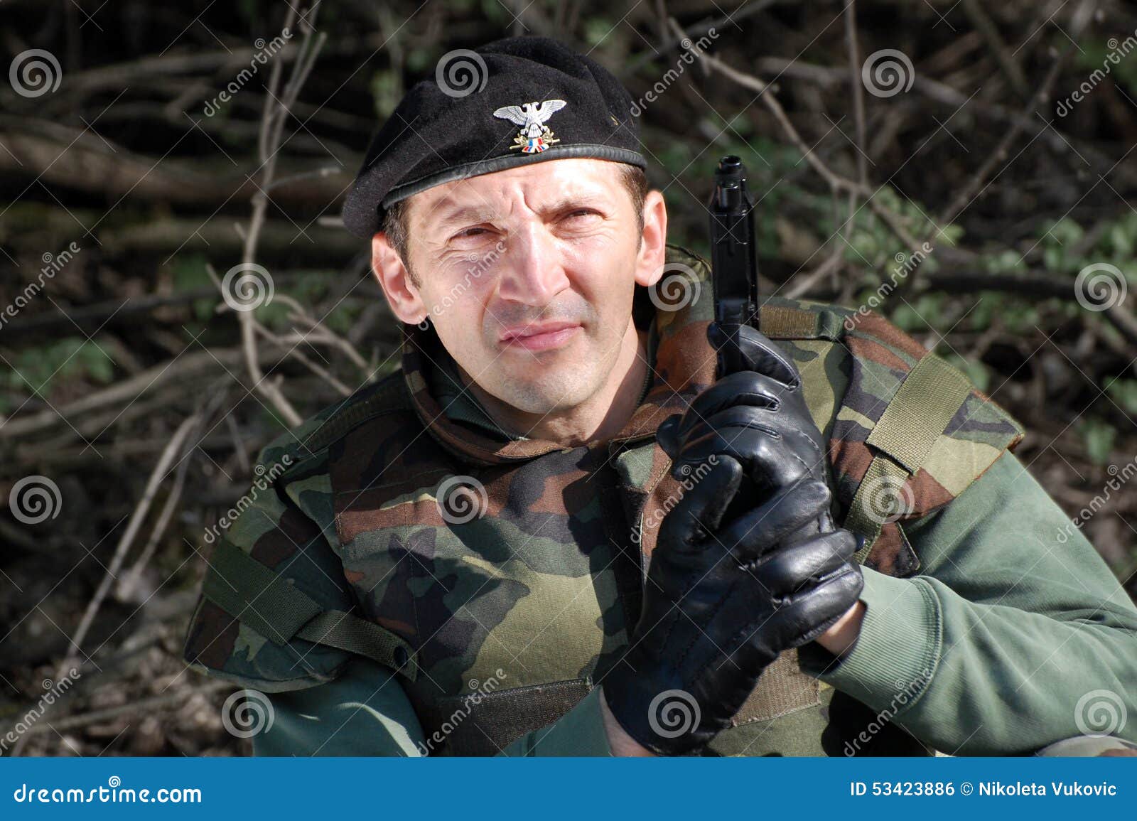 Soldier with gun stock photo. Image of pistol, portrait - 53423886
