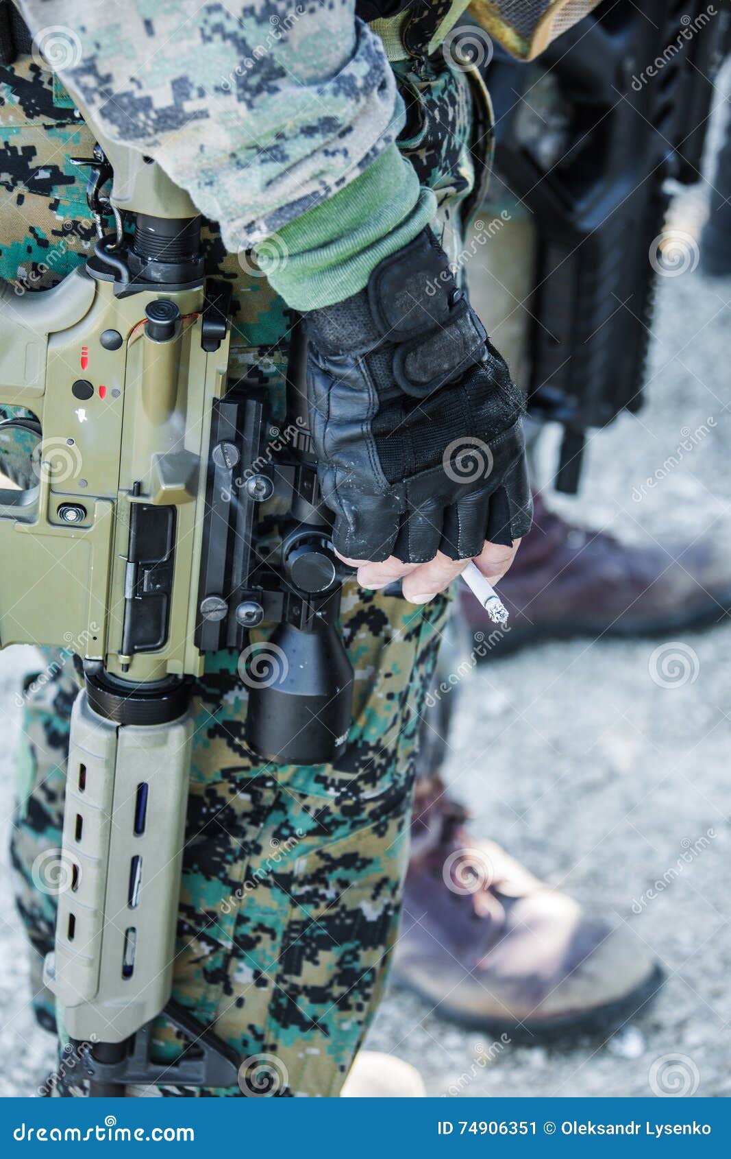 Soldier with guns stock image. Image of green, handgun - 74906351