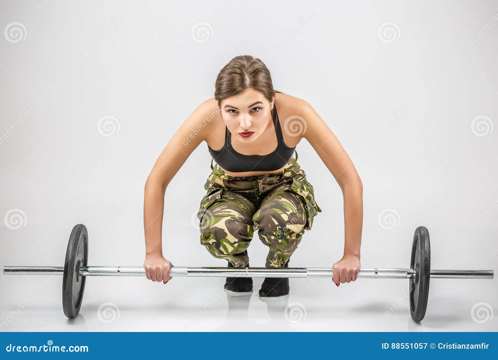 Soldier in the Gym Doing Exercises with Dumbbells Stock Image - Image ...