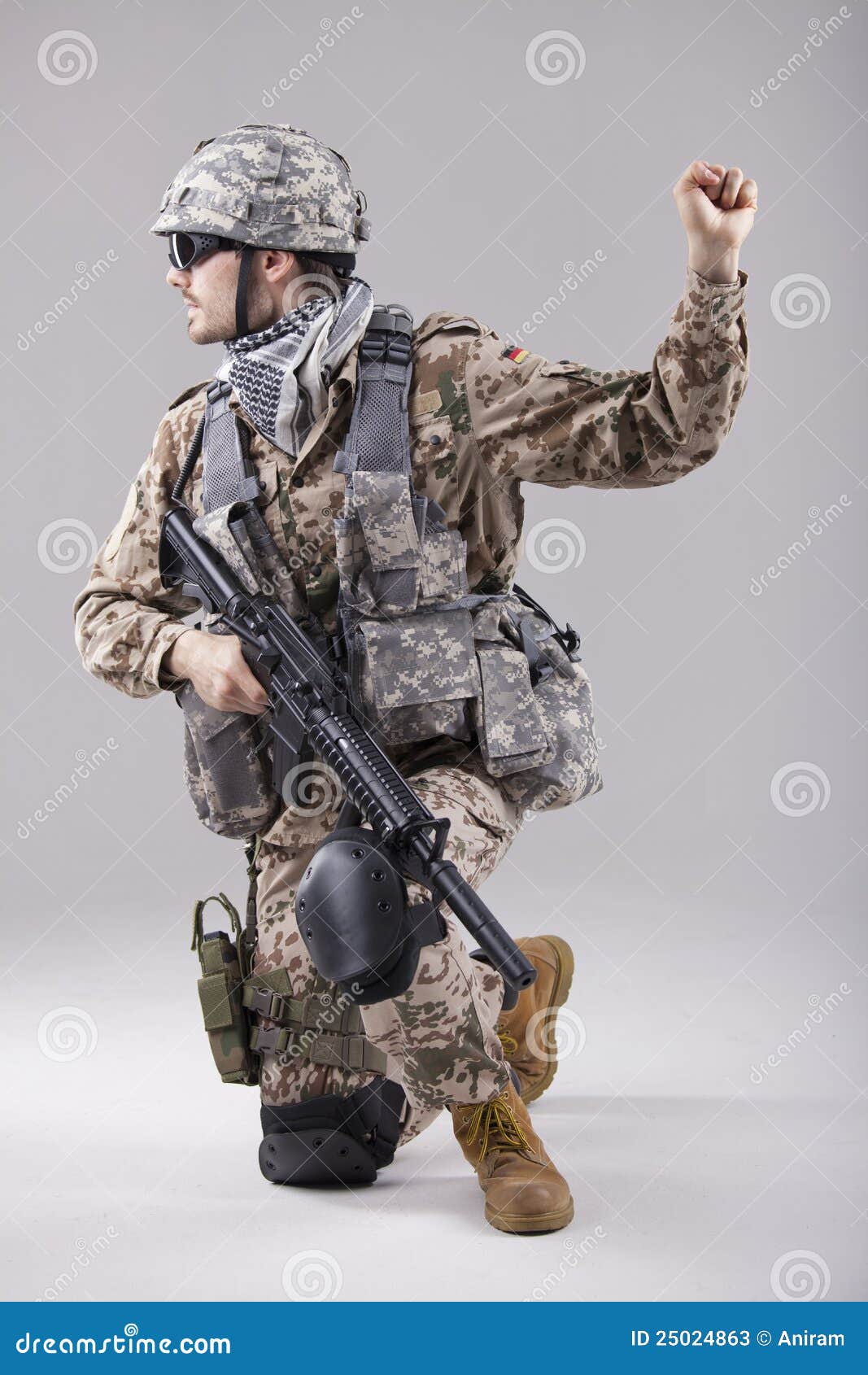 Soldier with Hand Warning Gesure Stock Image - Image of german ...