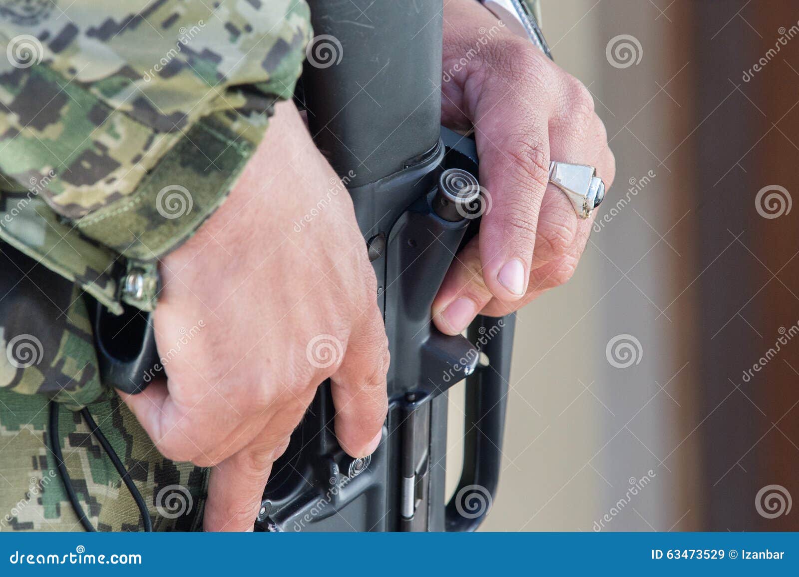 Soldier Hands Holding Machine Gun Stock Image - Image of holding ...