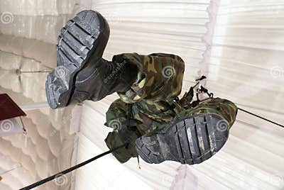 Soldier Hanging from Ceiling Stock Image - Image of soldier, rappelling ...