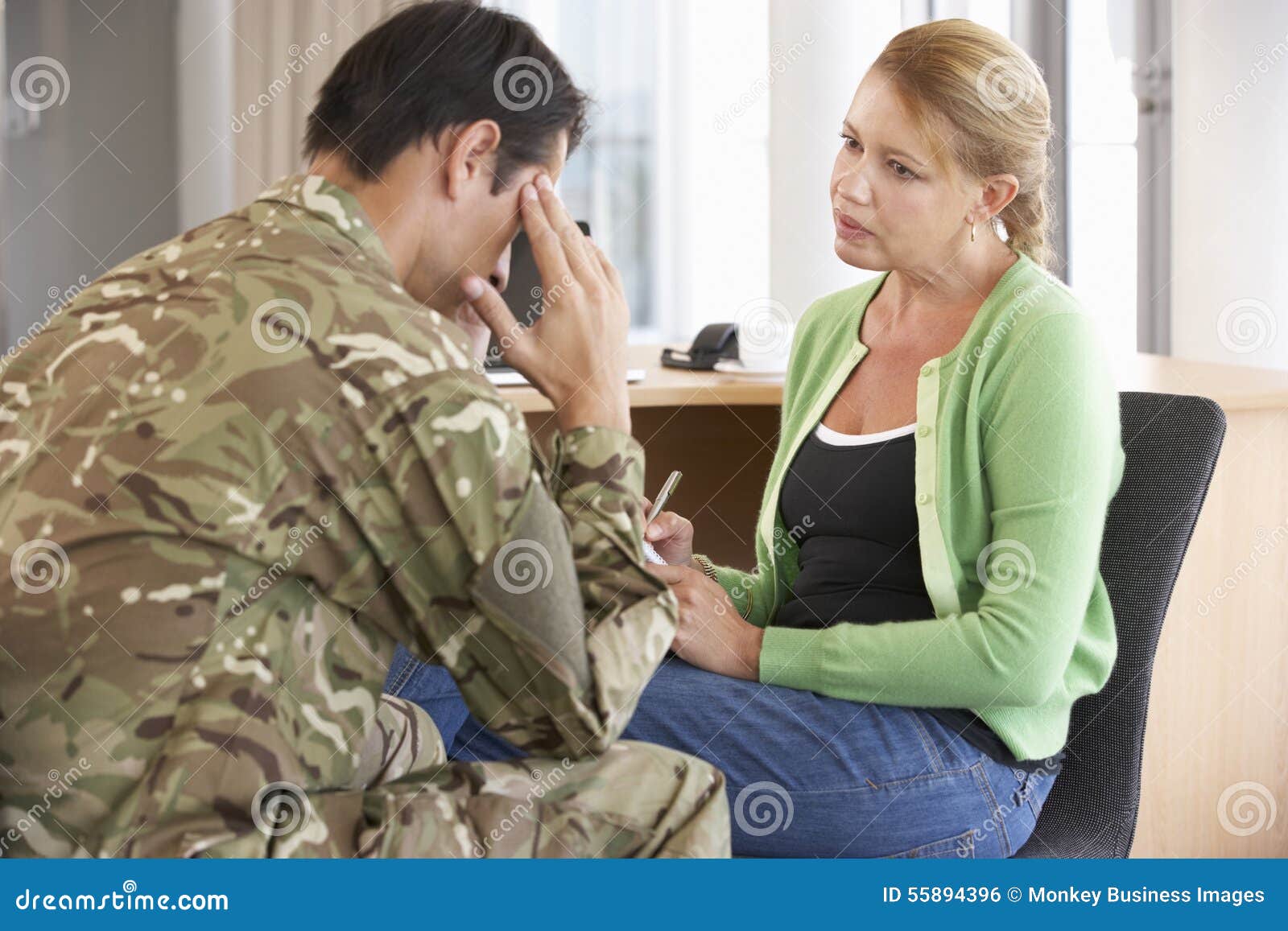Soldier Having Counselling Session Stock Photo - Image of depression ...