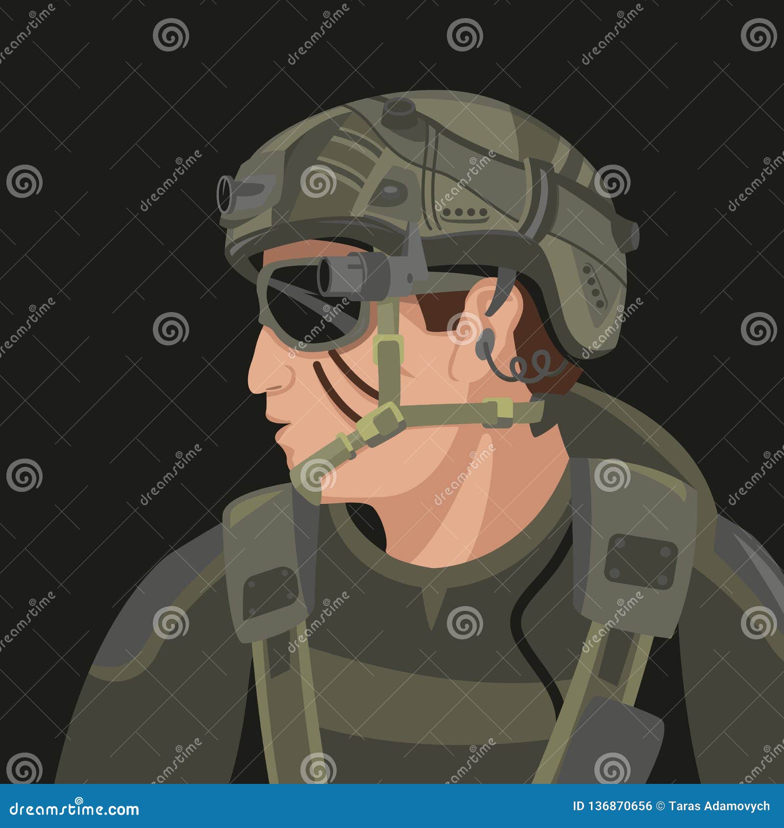 Soldier in a Helmet, Vector Illustration , Flat Style Stock Vector ...