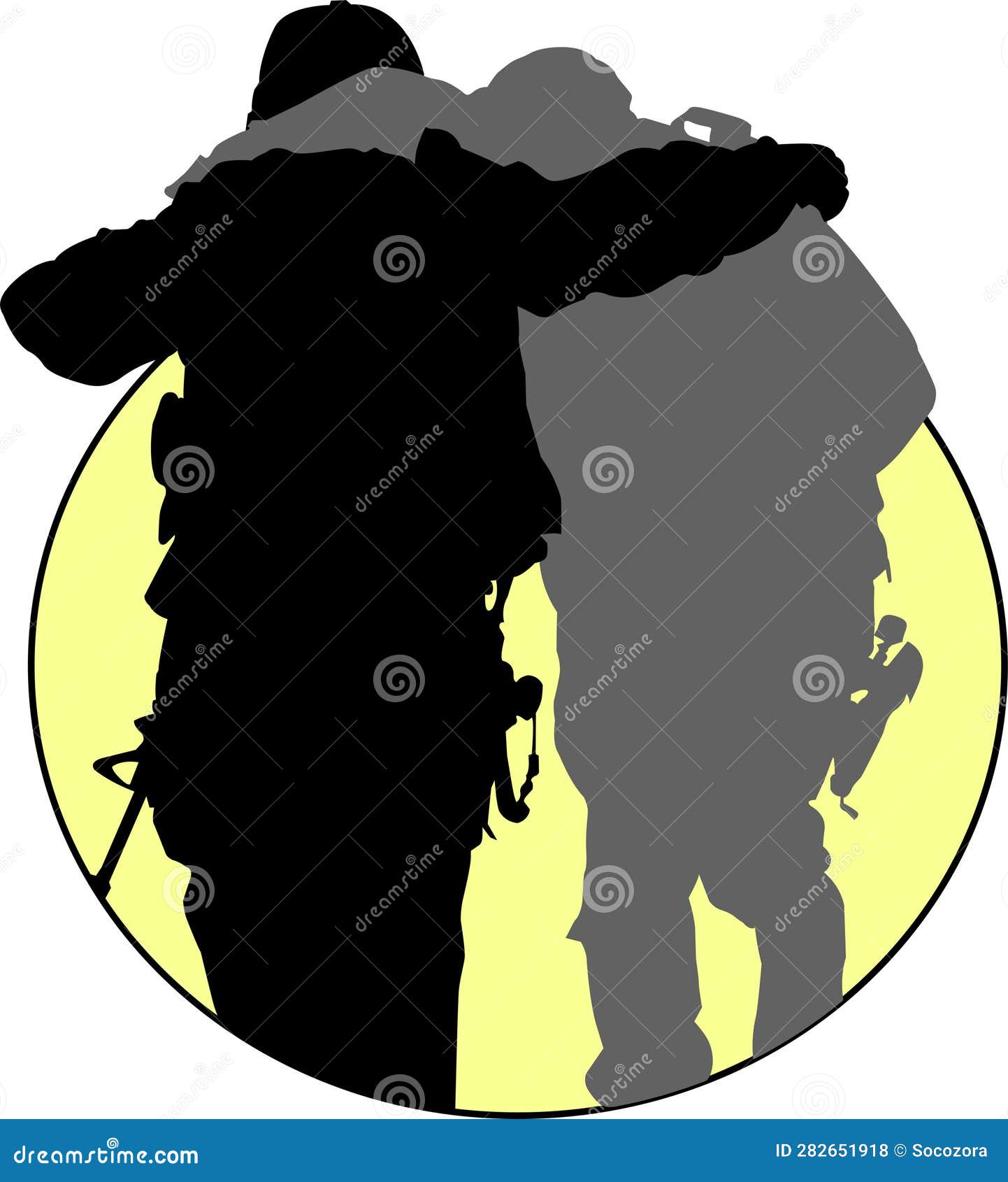 Soldier Help Silhouette Flat Vector Illustration Stock Vector ...