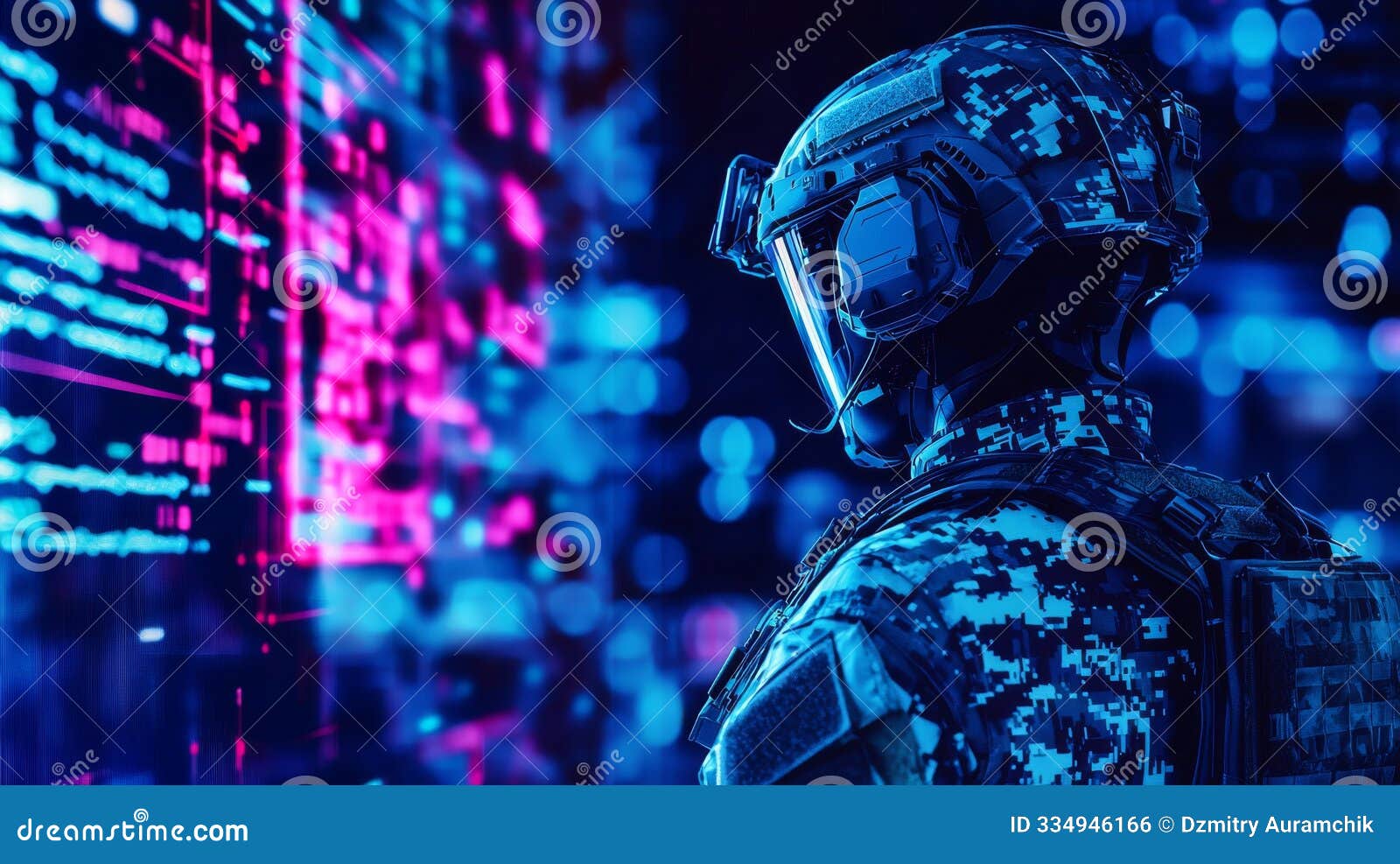 Soldier in High-tech Combat Gear Capturing Advanced Warfare and ...