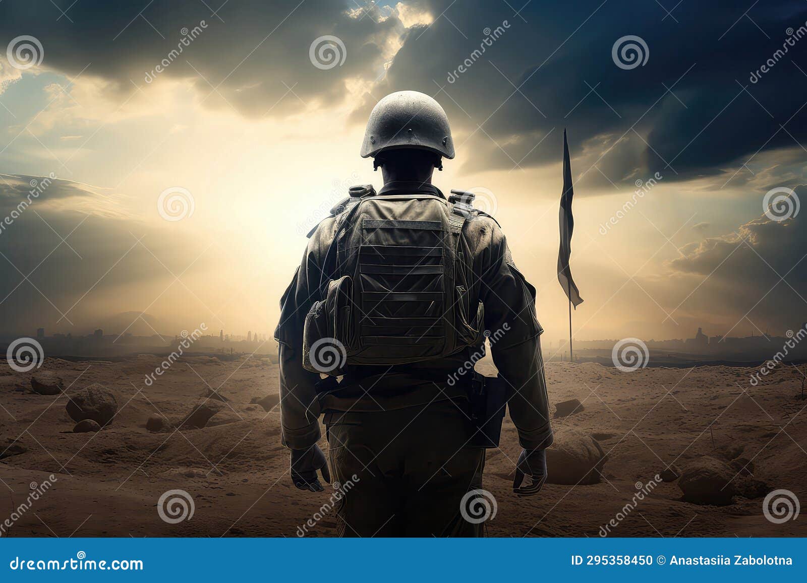 Soldier with His Back To the Israeli Flag Stock Illustration ...