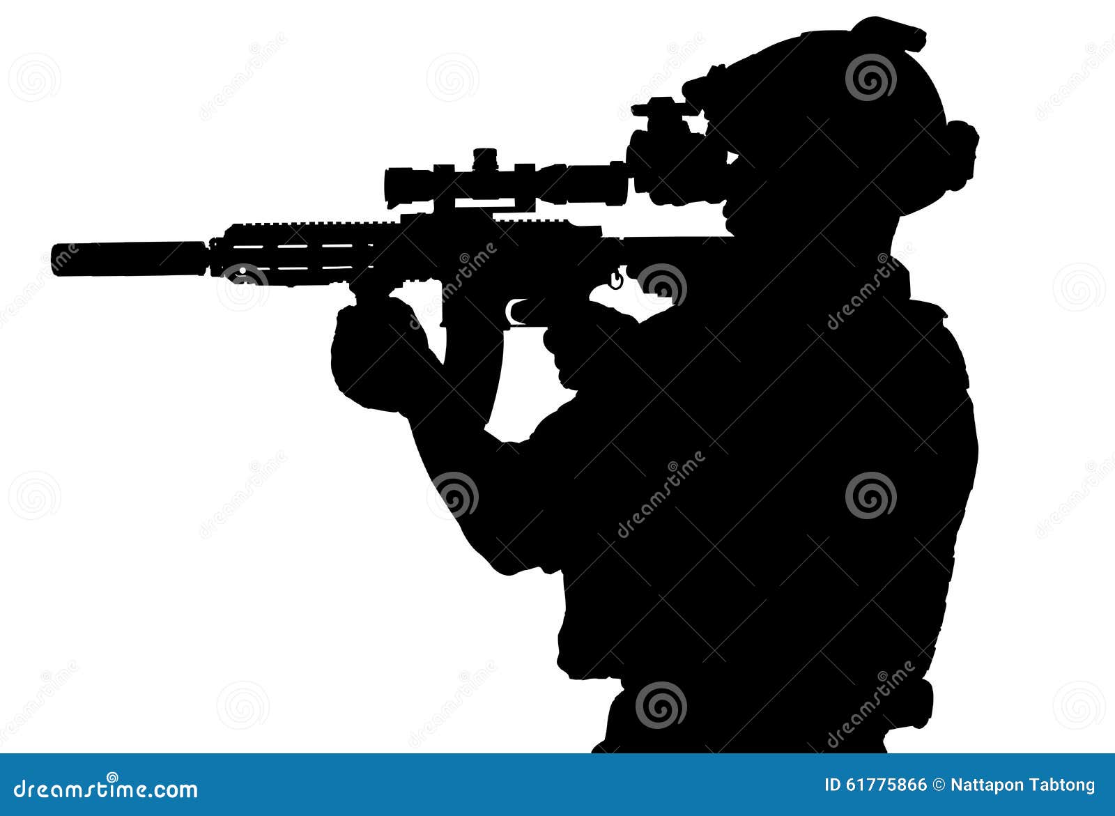 Soldier Hold Machine Gun Full Armor for Silhouette Stock Photo - Image ...