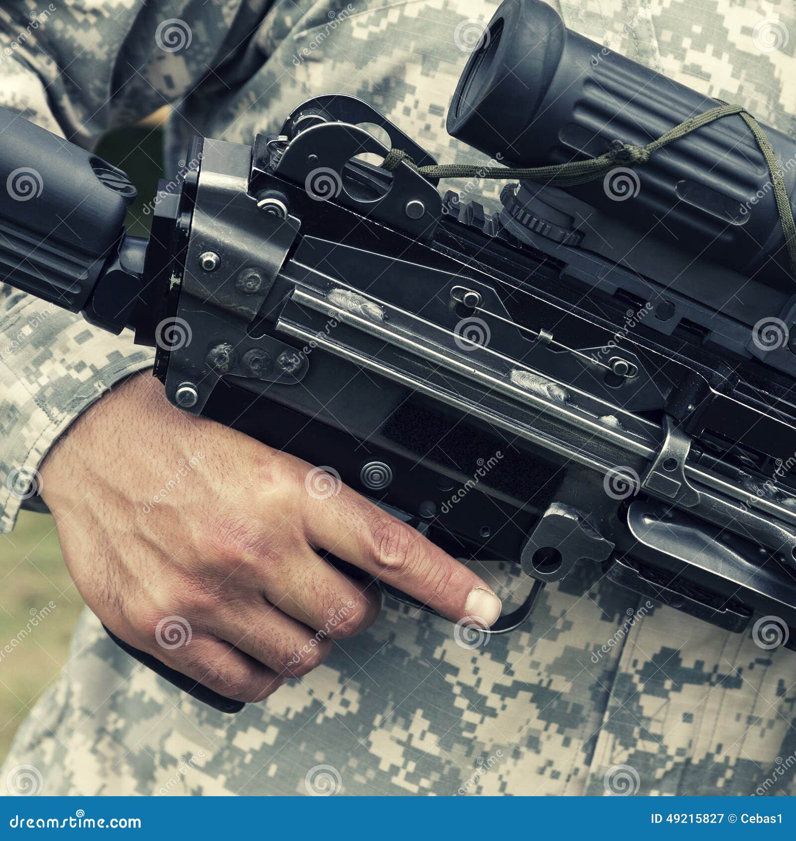 Soldier Holding Automatic Gun Stock Image - Image of readiness, uniform ...