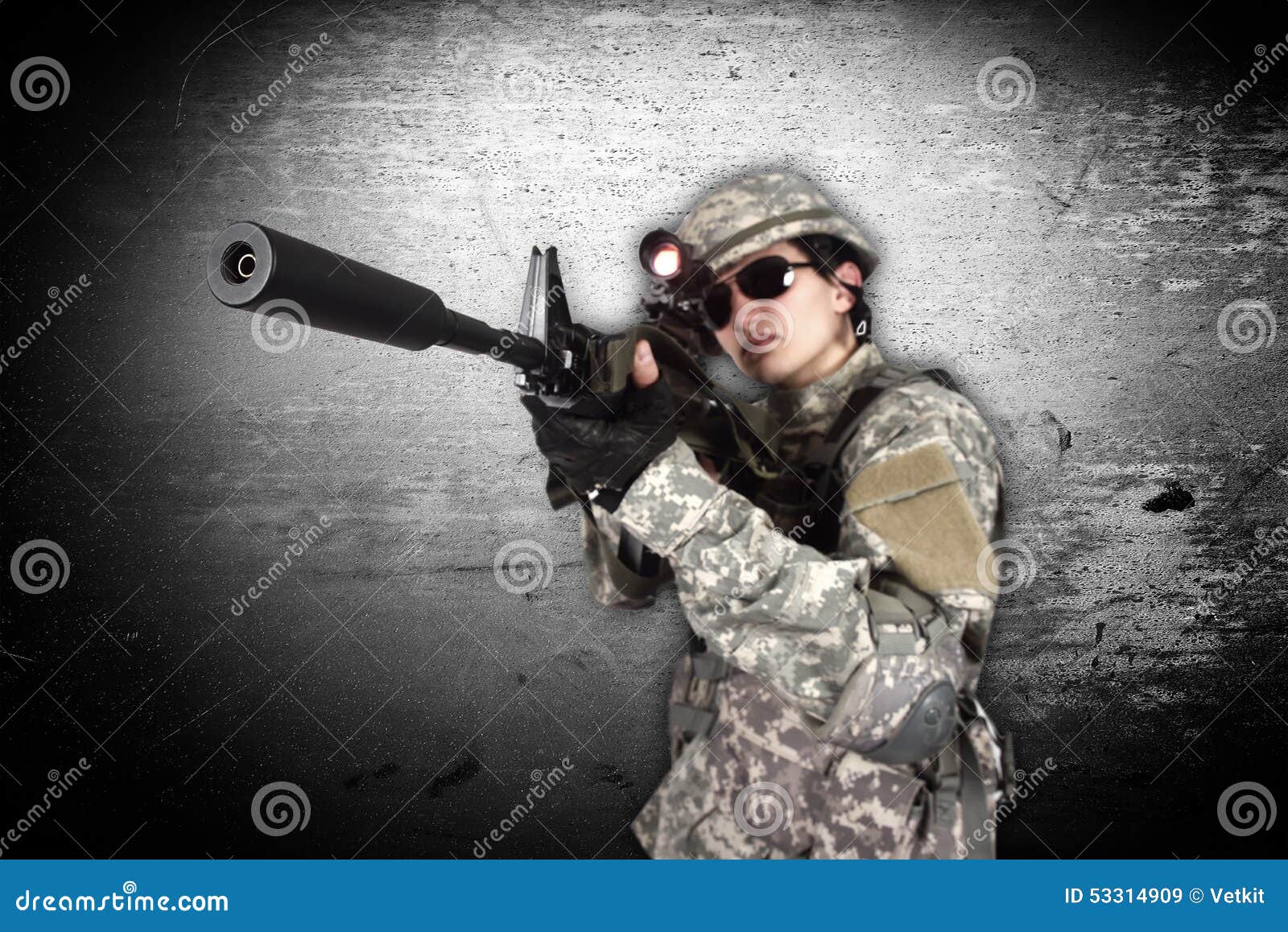 Soldier Holding His Assault Rifle Stock Image - Image of ammunition ...