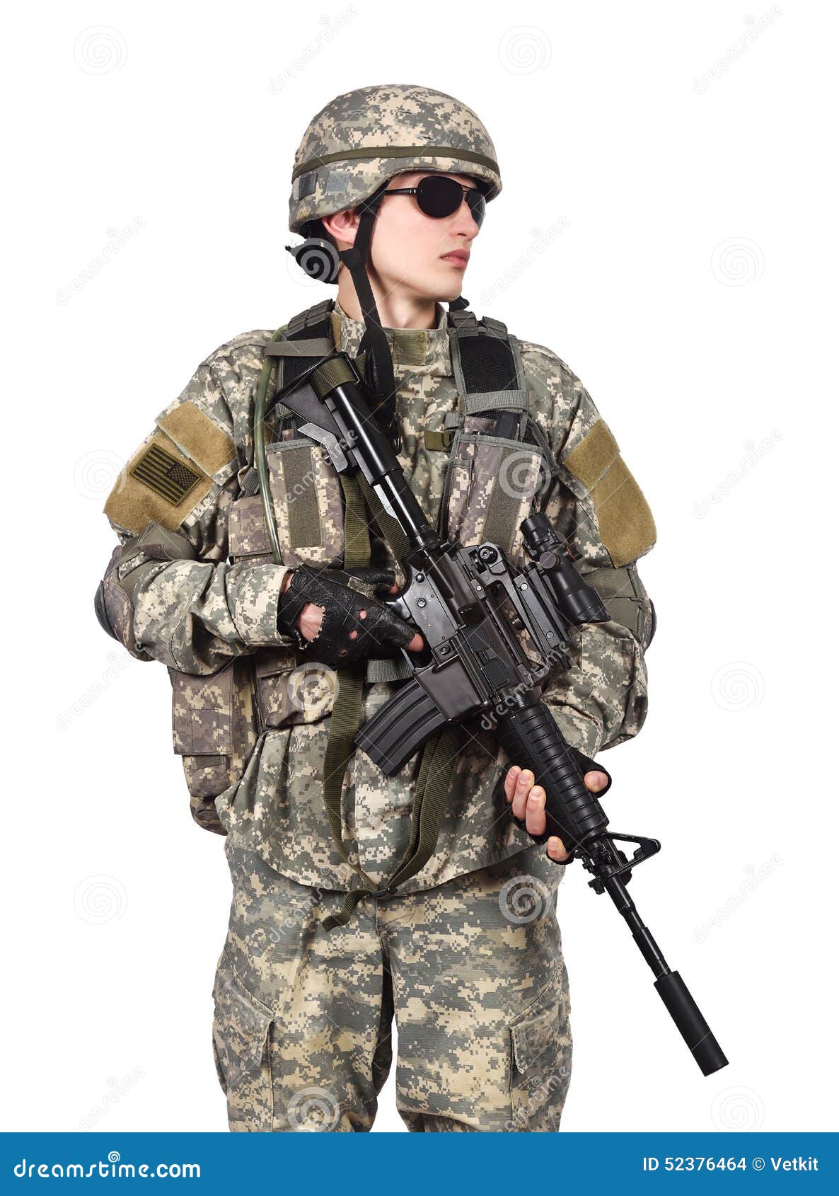 Soldier Holding His Assault Rifle Stock Photo - Image of fight ...