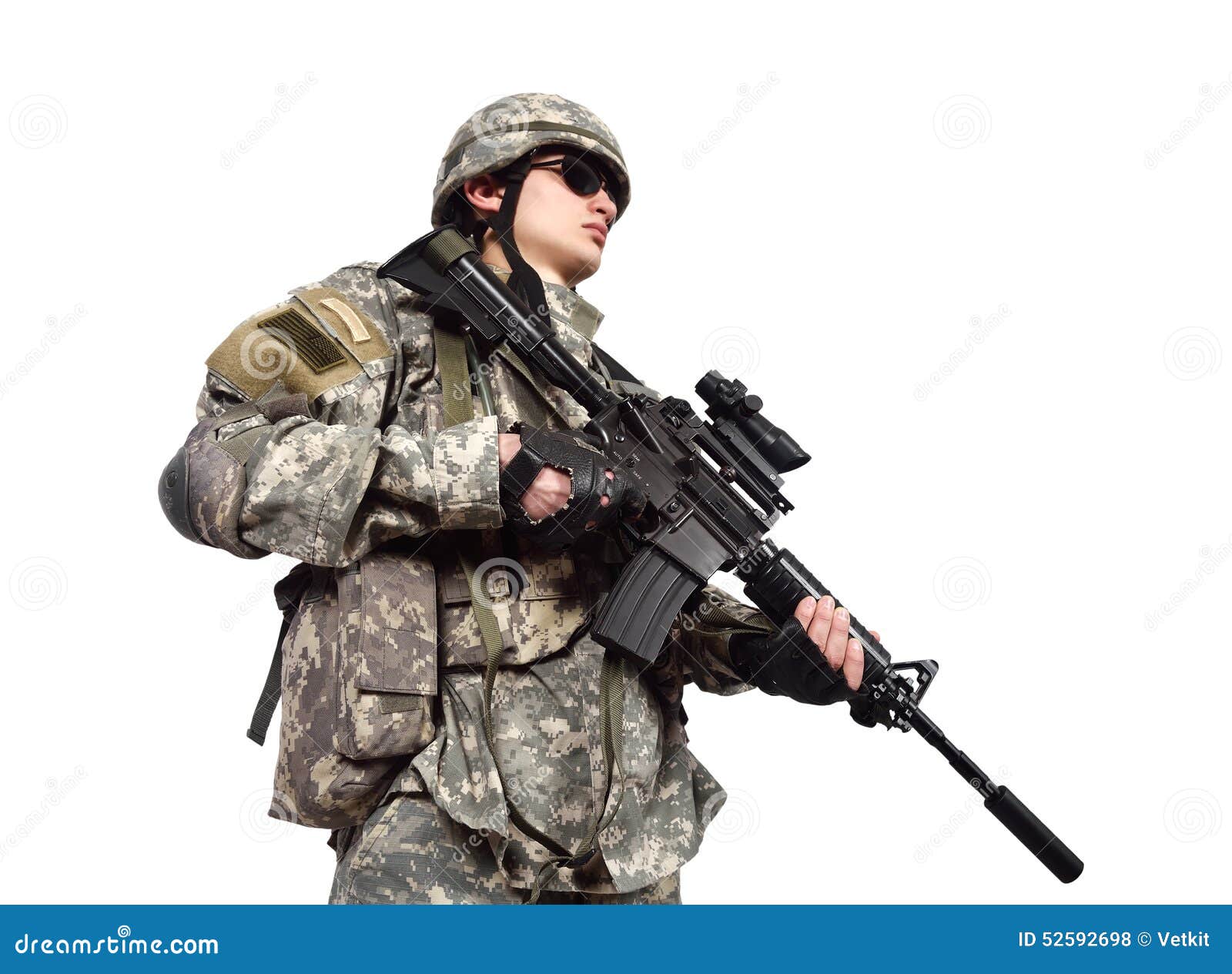 Soldier Holding His Assault Rifle Stock Photo - Image of recruit ...