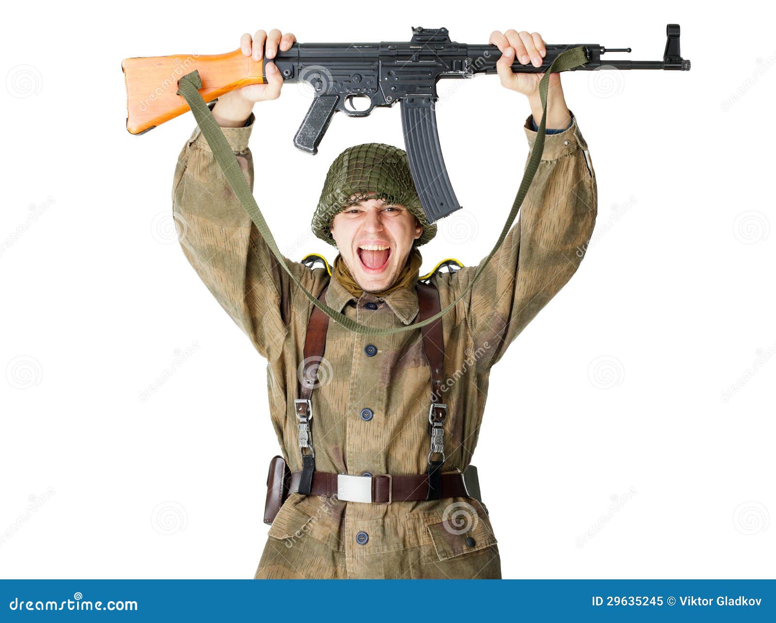 Man Holding AK-47 Machine Gun Isolated On White Royalty-Free Stock ...