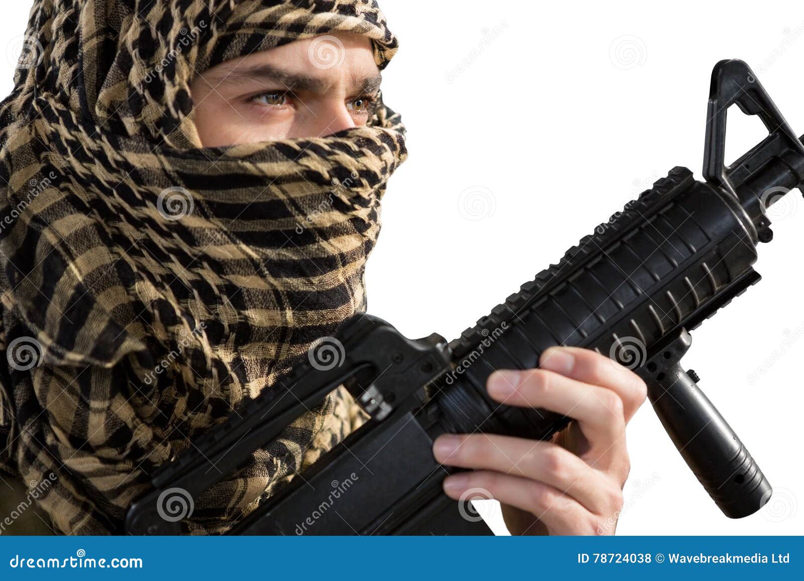 Soldier holding a rifle stock photo. Image of protection - 78724038
