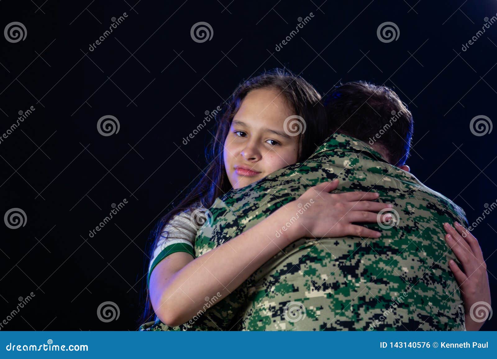 Soldier Hugs Daughter on Departing or Returning Stock Photo - Image of ...
