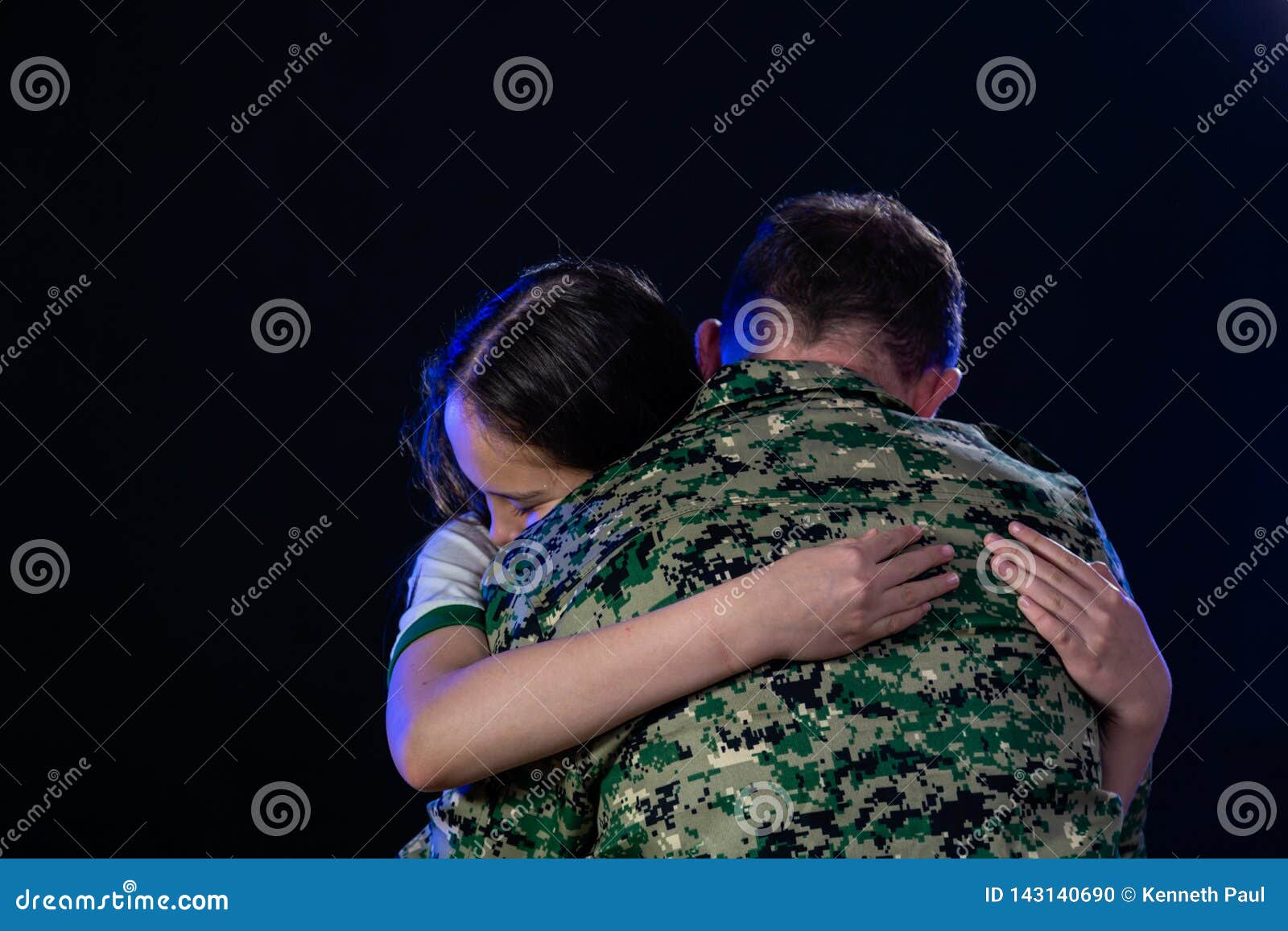 Soldier Hugs Daughter on Departing or Returning Stock Photo - Image of ...