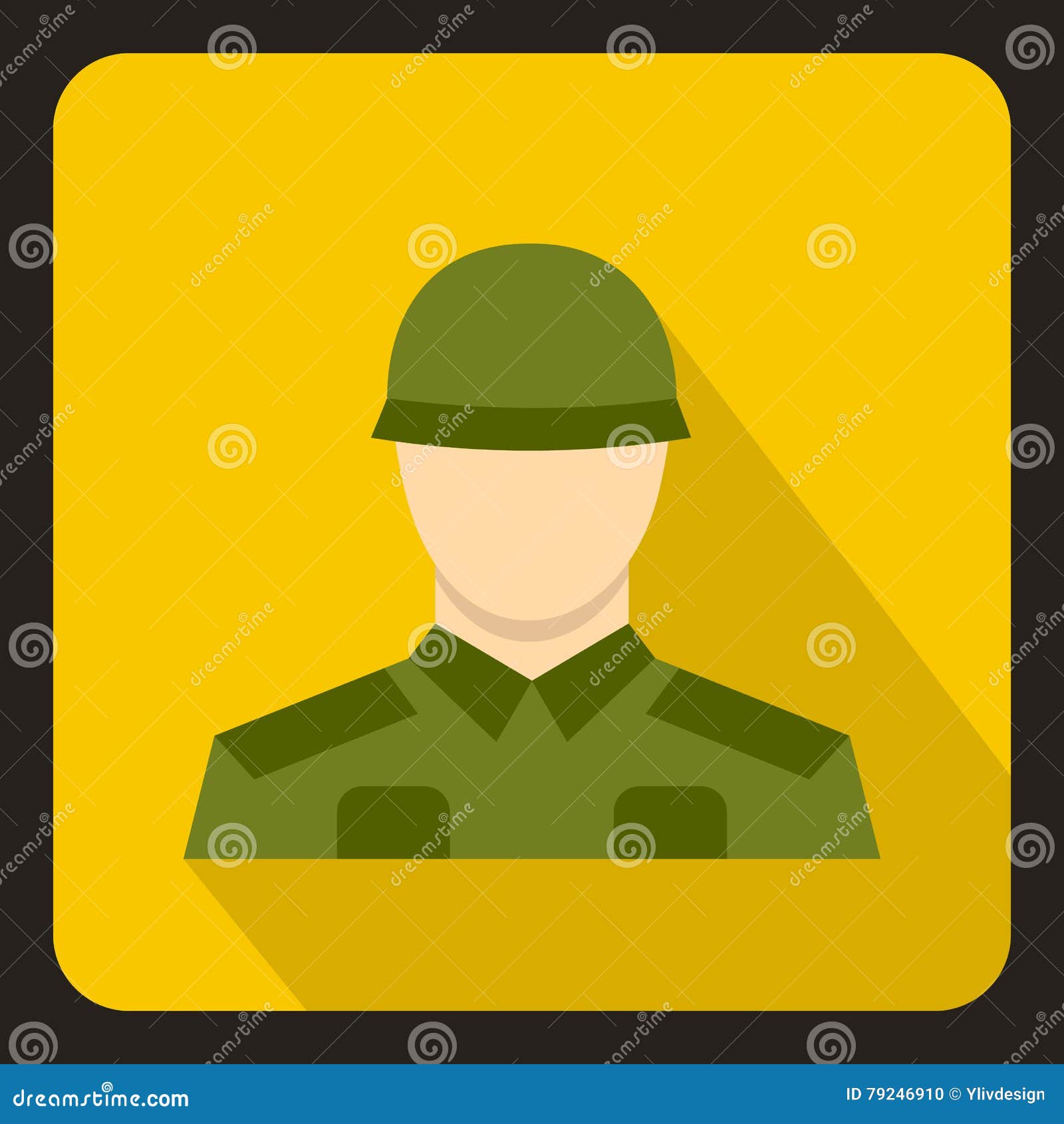 Soldier icon, flat style stock vector. Illustration of combat - 79246910