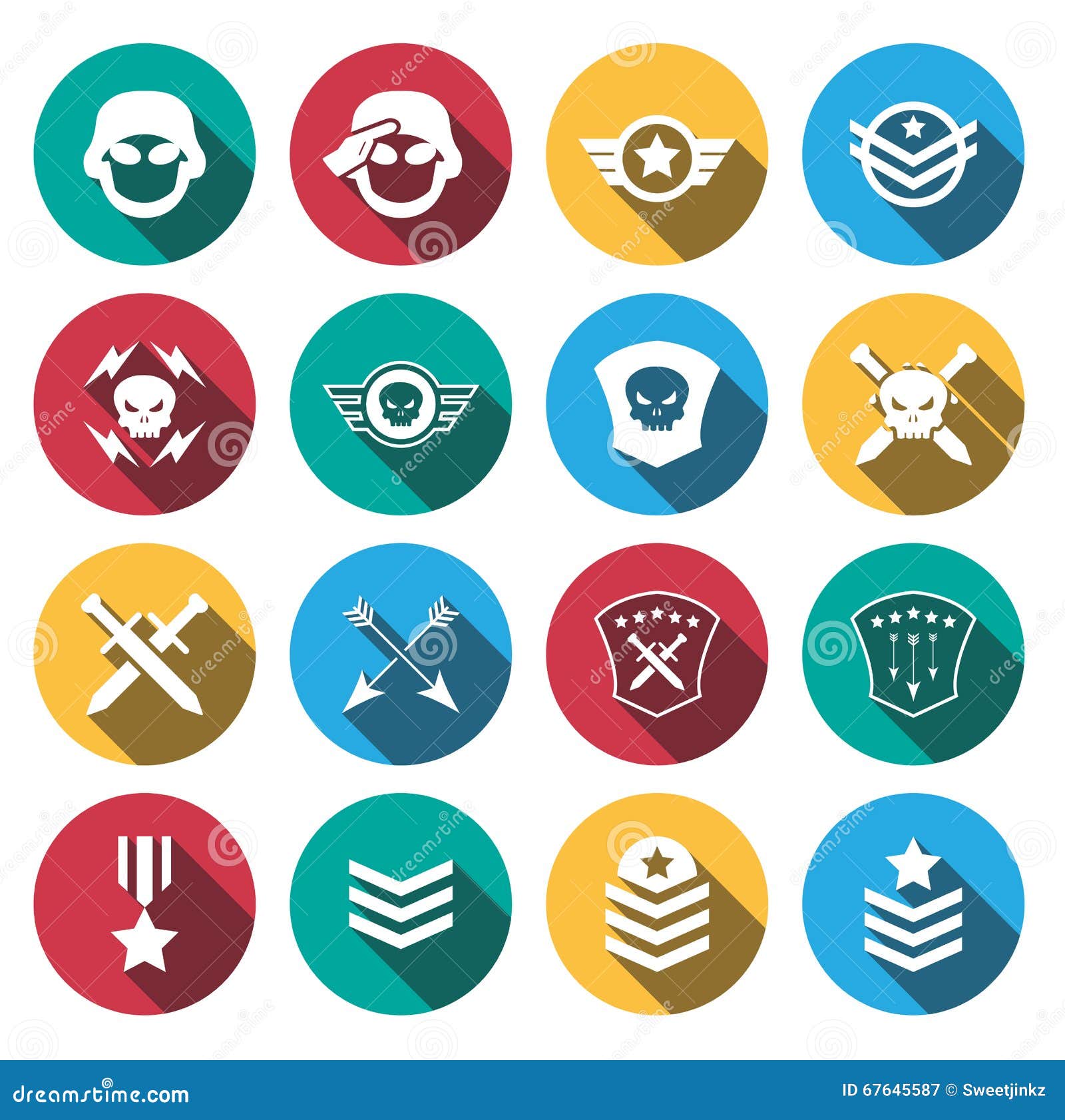Soldier icon set.vector stock vector. Illustration of ammunition - 67645587