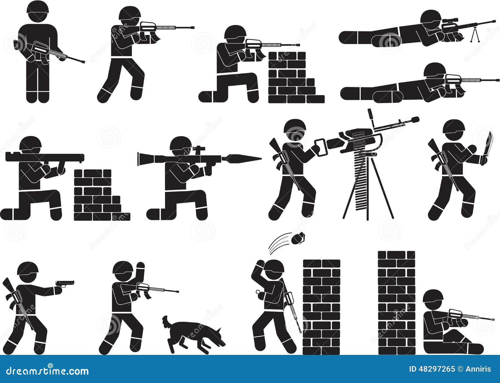 Soldier stock vector. Illustration of grenade, symbol - 48297265