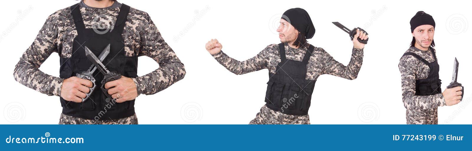 The Soldier with Knife Isolated on White Stock Image - Image of bayonet ...