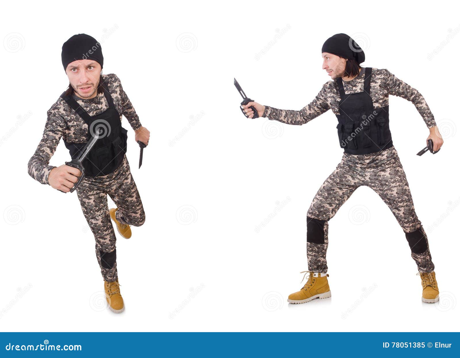 The Soldier with Knife Isolated on White Stock Image - Image of fighter ...