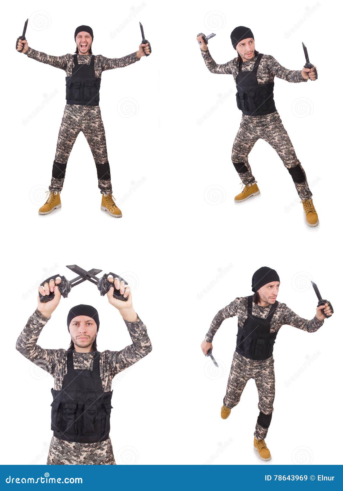 The Soldier with Knife Isolated on White Stock Image - Image of blade ...