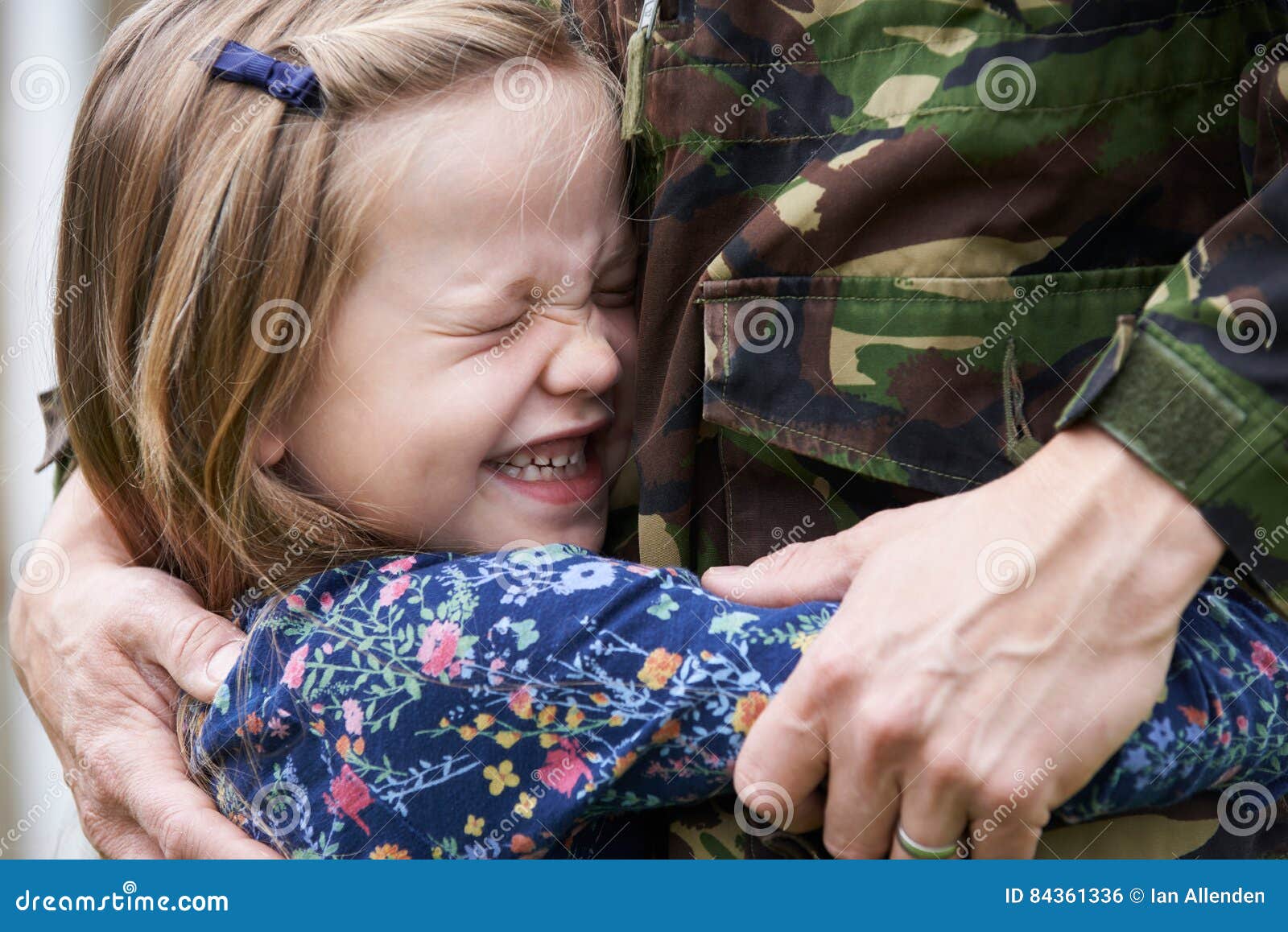 Soldier on Leave Being Hugged by Daughter Stock Photo - Image of ...